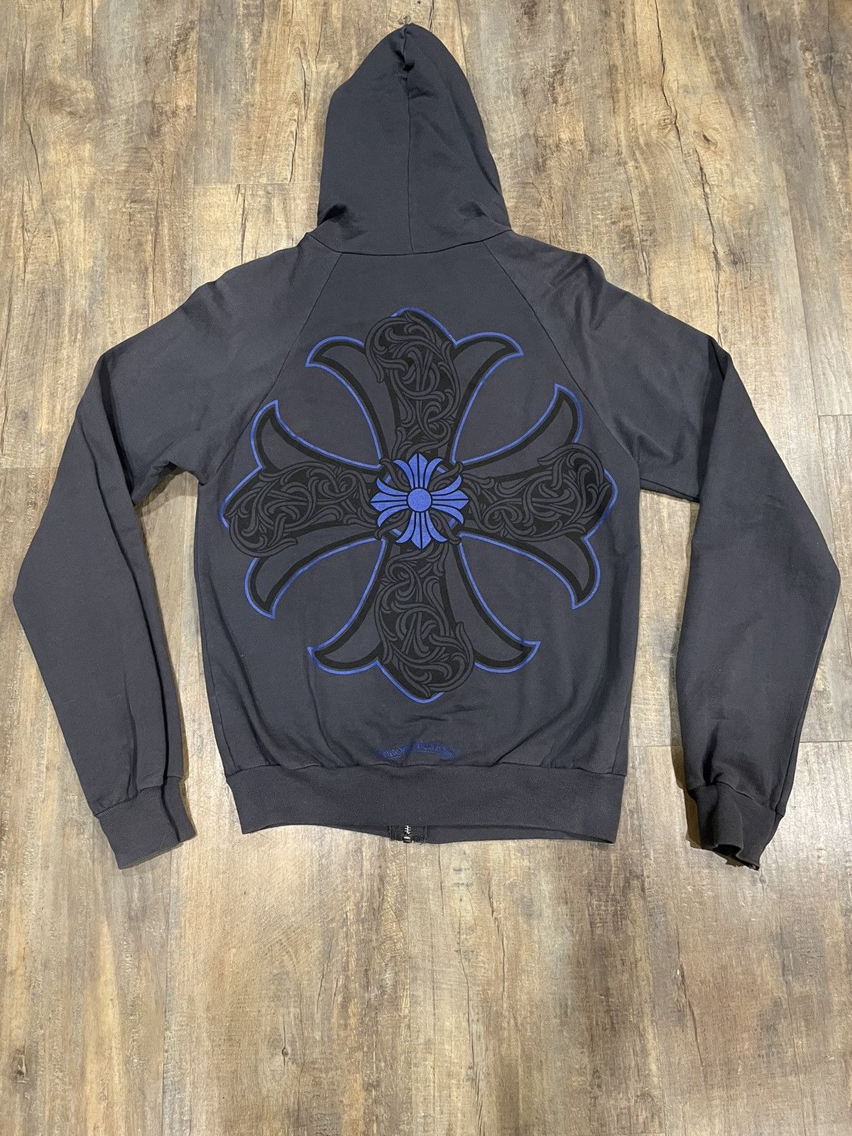 Chrome Hearts RARE Chrome Hearts Blue Floral Cross Logo Grey Zip Up ...