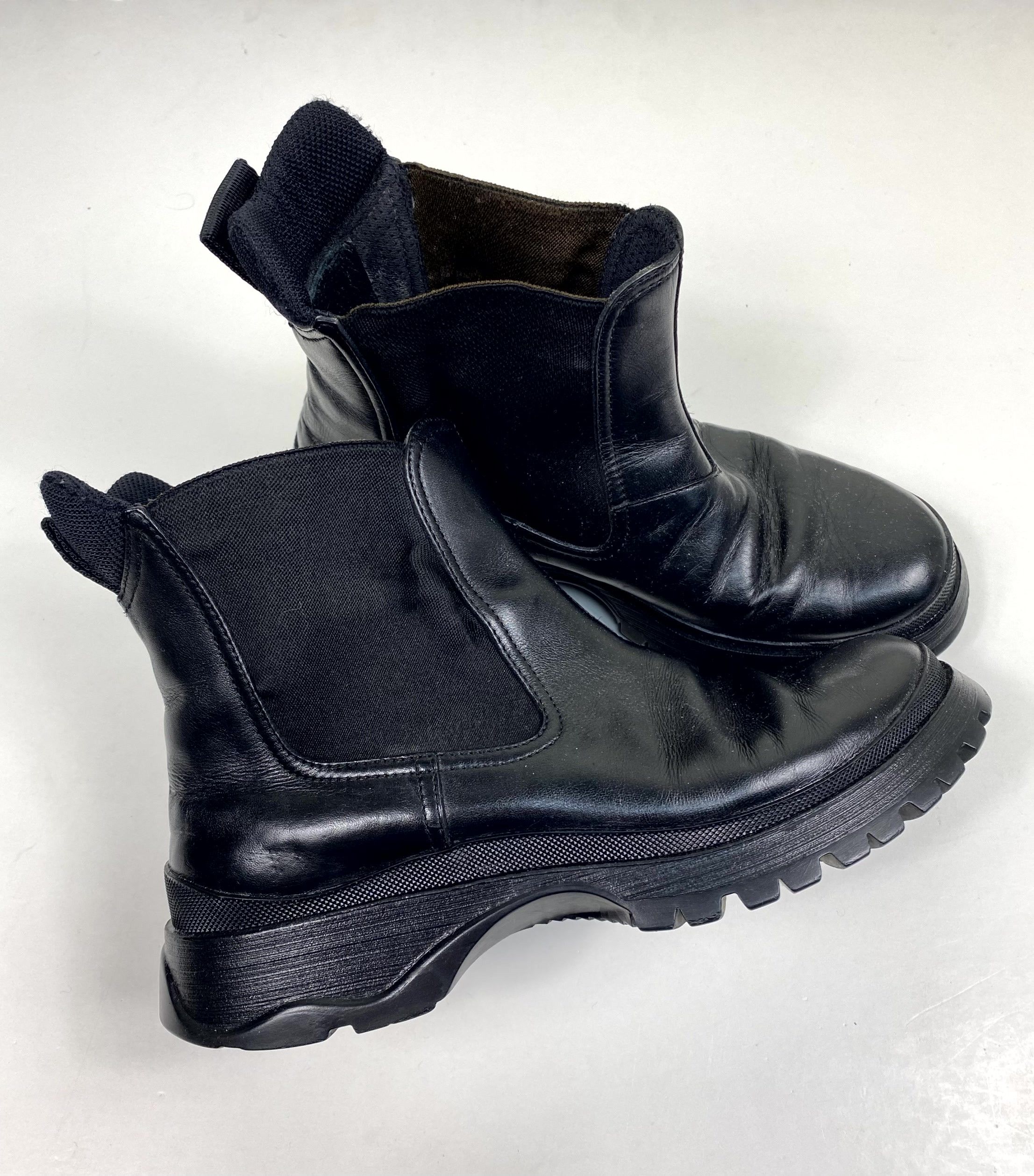 Prada Vintage Prada Lug Sole Platform Ankle Chelsea Leather Boots | Grailed