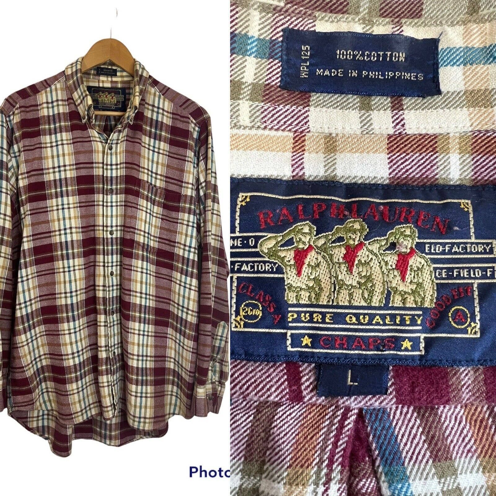Chaps Ralph Lauren Chaps Men L Flannel Boy Scouts Label VTG 90s | Grailed
