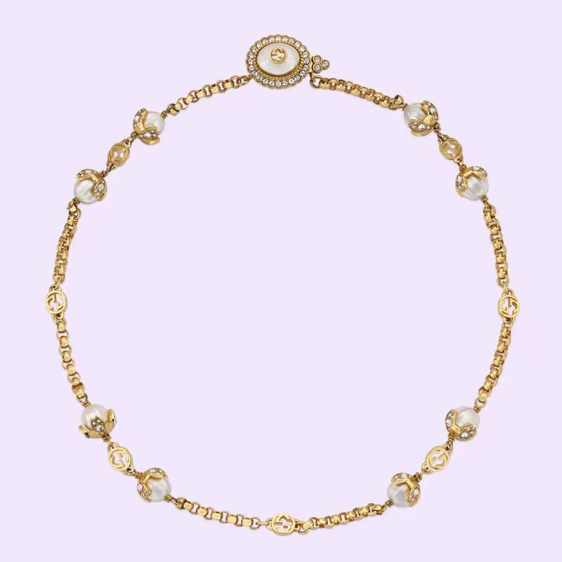 Clear Metals × Gucci × Jewelry GUCCI NECKLACE GG LOGO JEWELRY GOLD ...