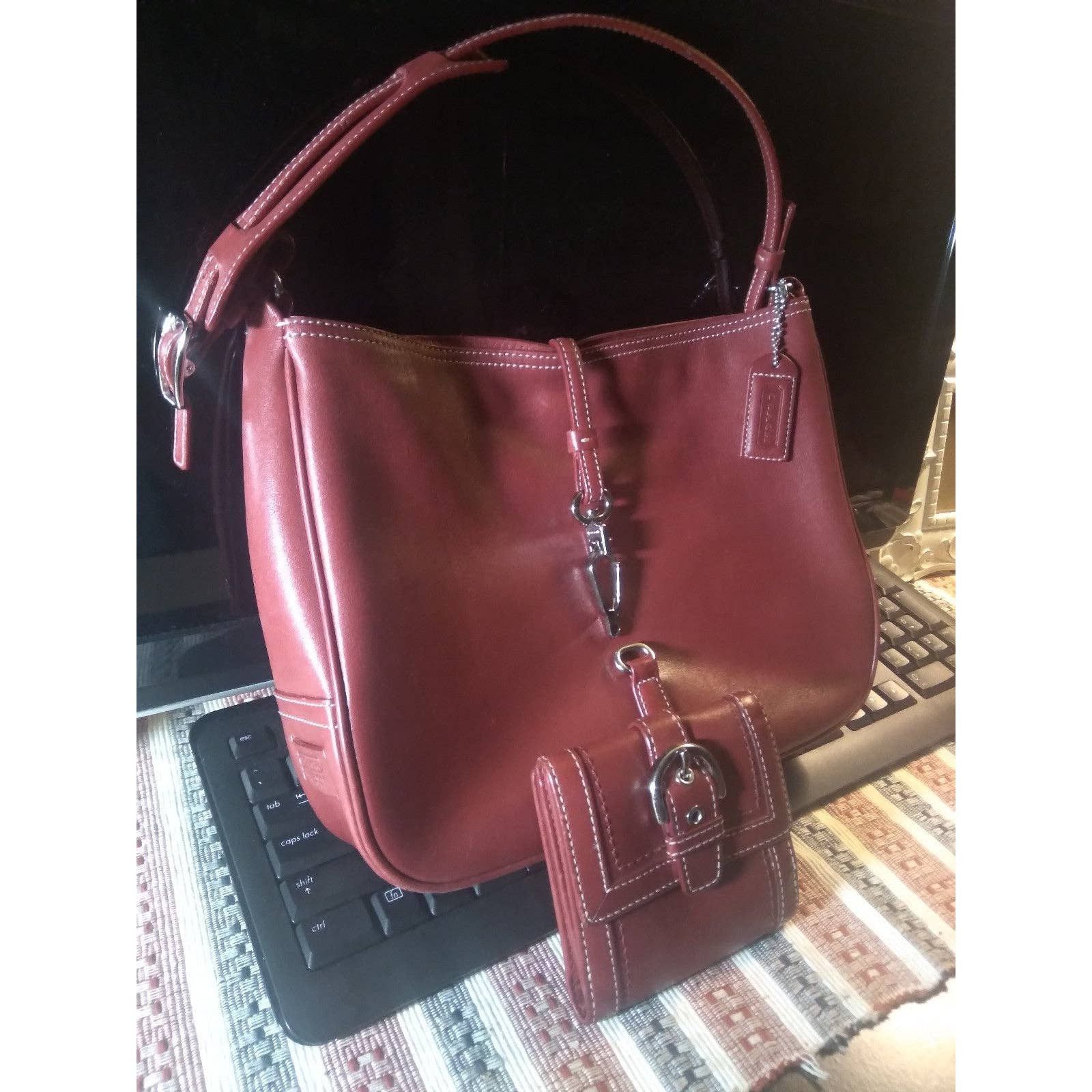 Coach Vintage Coach Wine Red Leather Shoulder Bag and Wallet | Grailed