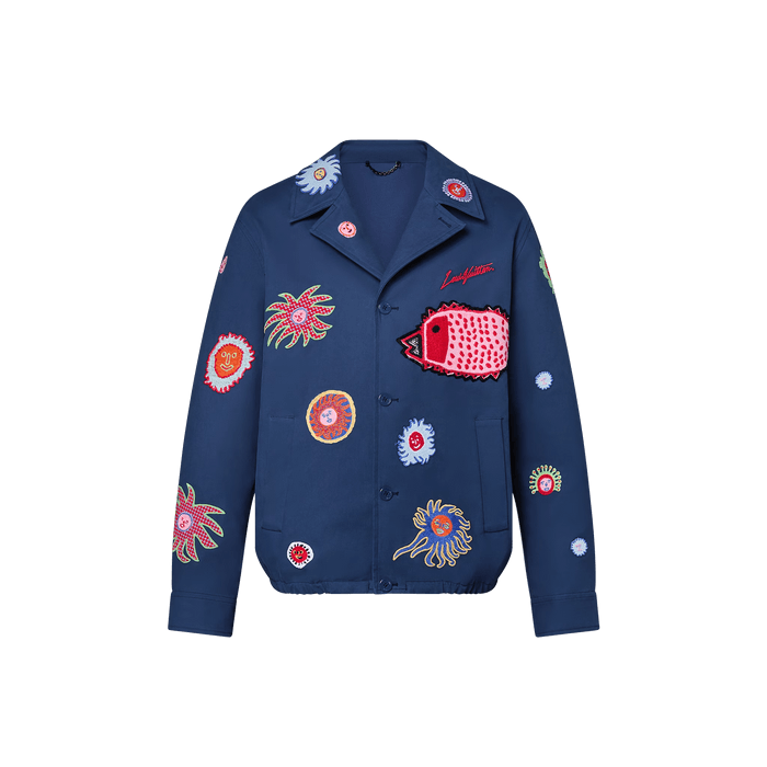 Louis Vuitton LOUIS VUITTON JACKET LEATHER MONOGRAM VARSITY DENIM ...
