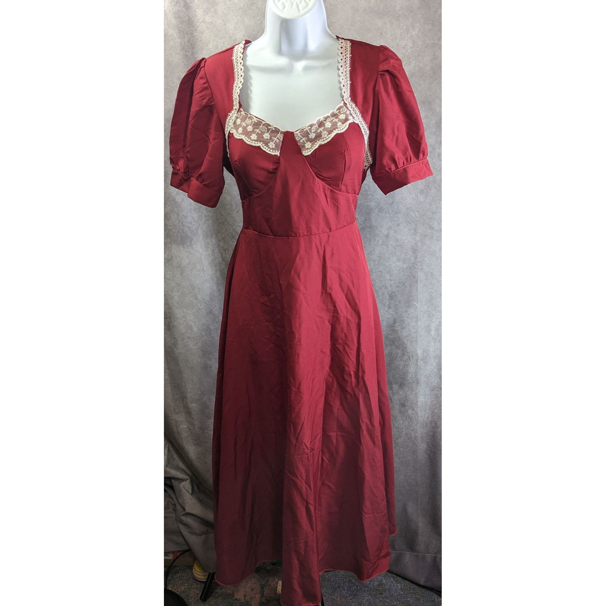 Handmade 40s Style Red Midi Tea Dress | Grailed
