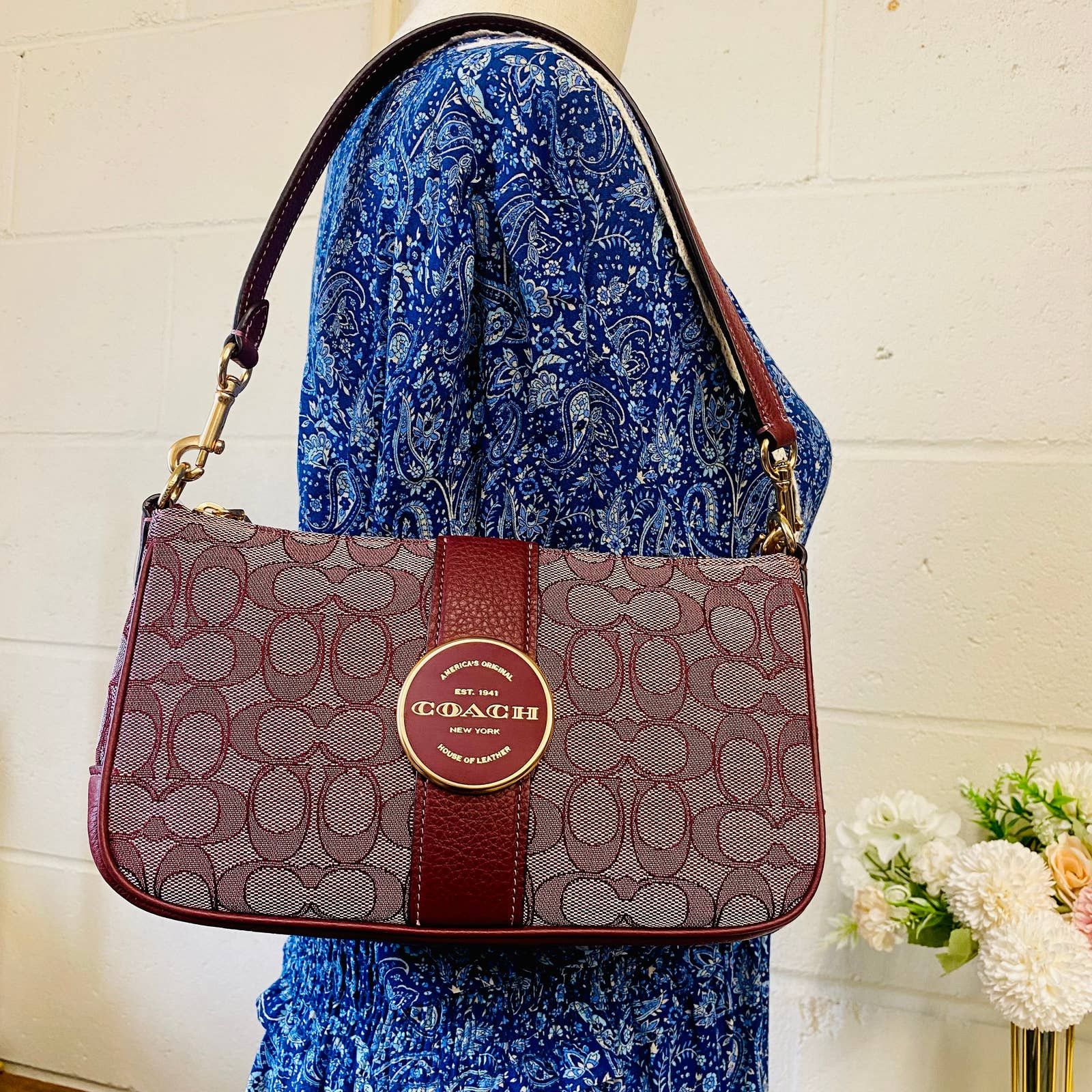 Coach Coach C8306 Lonnie Baguette In Signature Jacquard IN WINE | Grailed