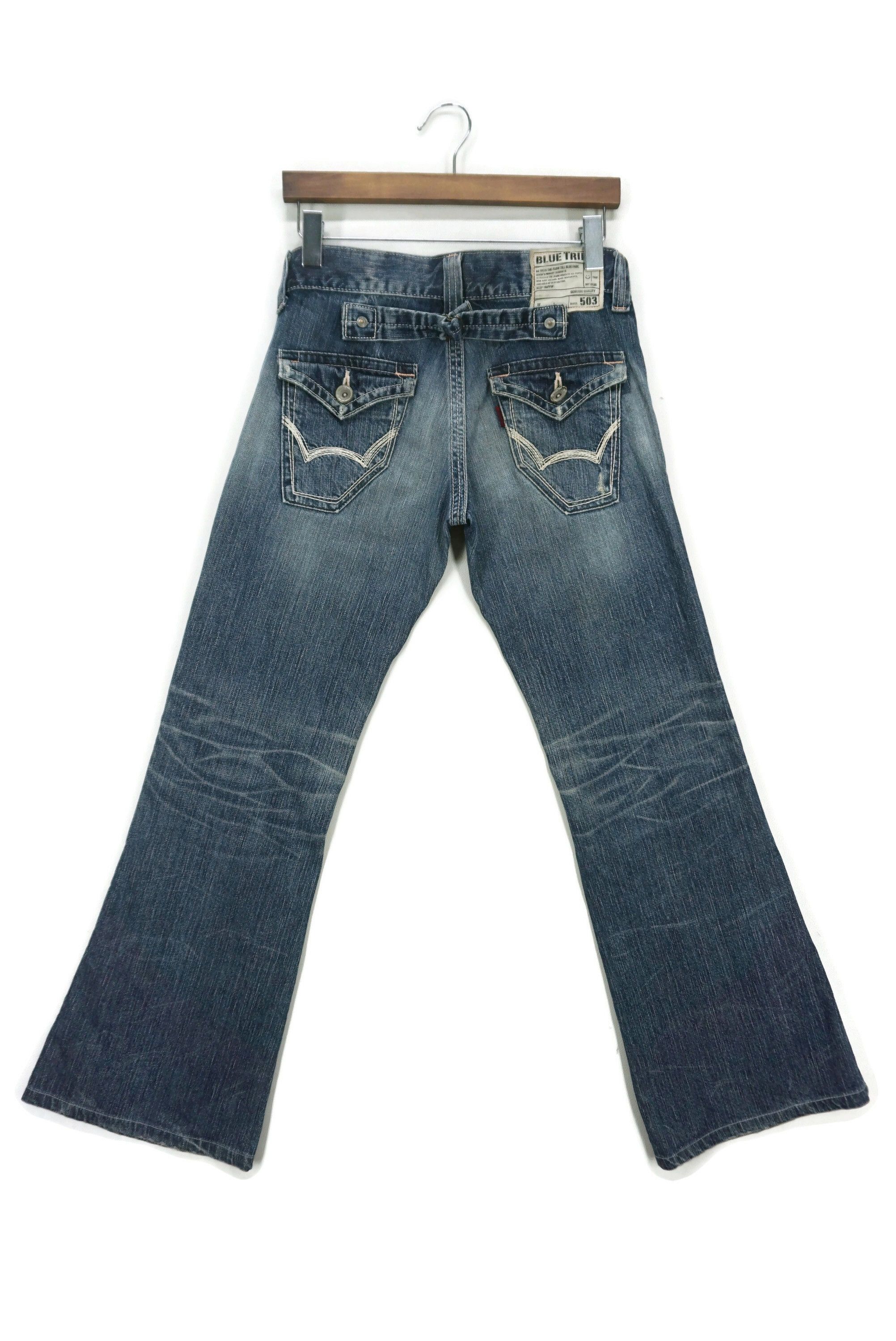 Edwin × Vintage × Workers Blue Trip 503 Bootcut Flare Buckle Back Pants Made in Japan | Grailed