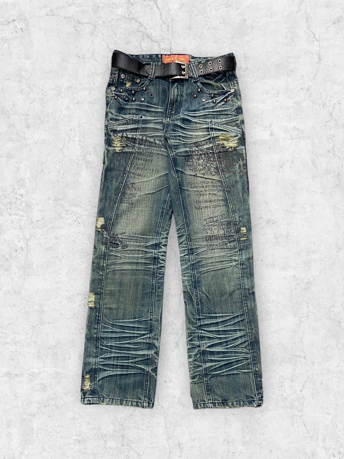 Vintage Y2K Crazy Race Shibuya Studded Poem Jeans Leather Belt | Grailed