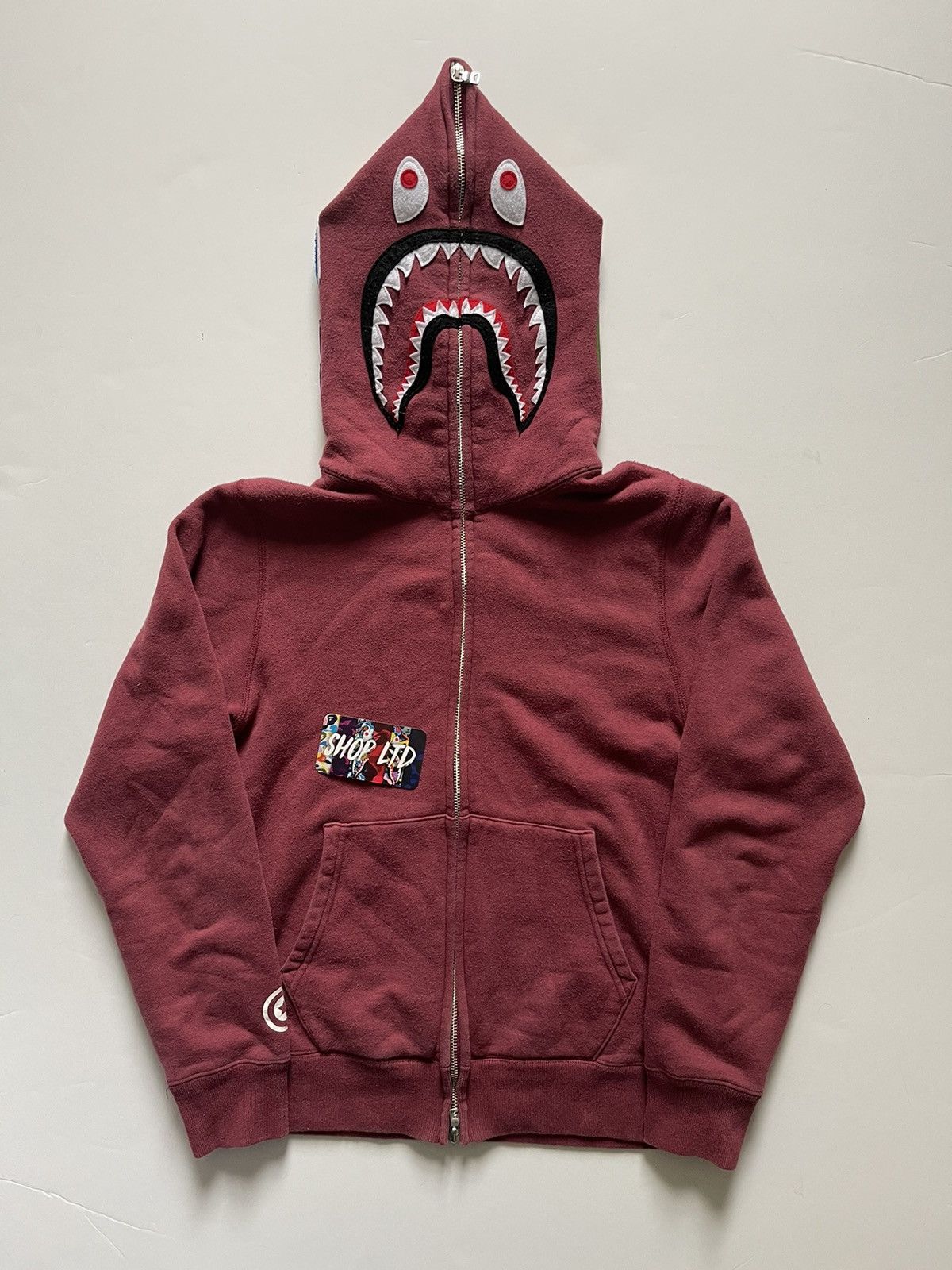 Bape A Bathing Ape Maroon Shark Hoodie | Grailed