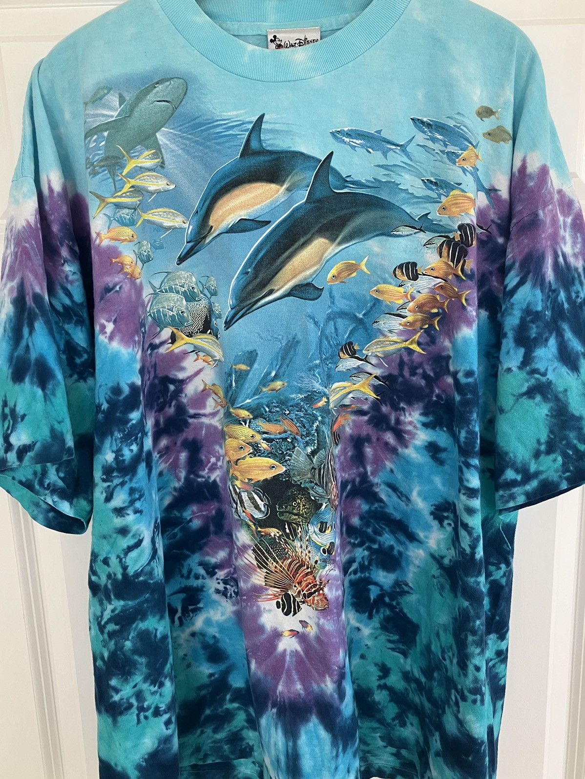 Vintage 90s Liquid Blue Disney Tye Dye AOP Shirt | Grailed