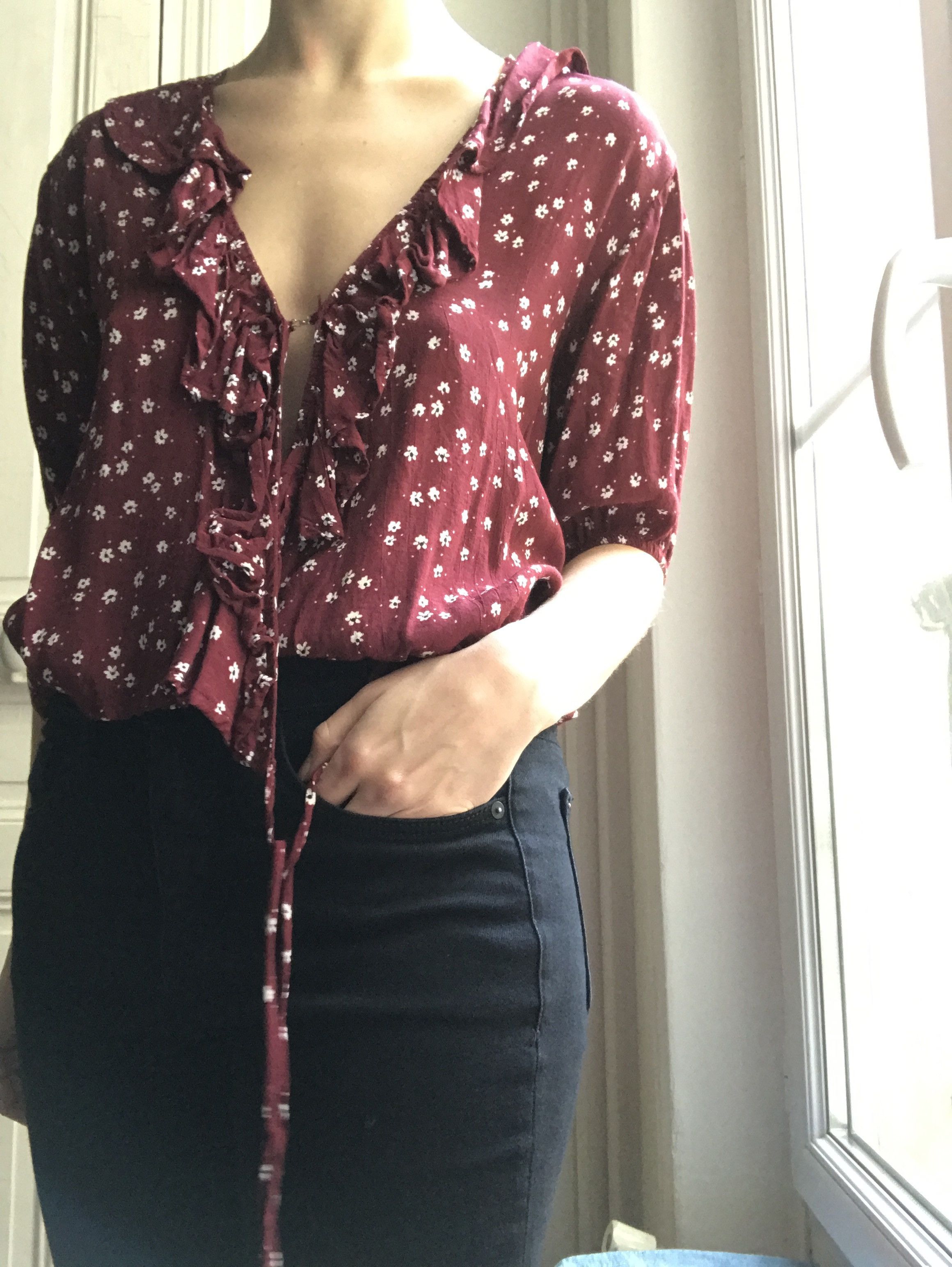 Faithfull The Brand Red floral printed silk wrap top by Faithfull the ...