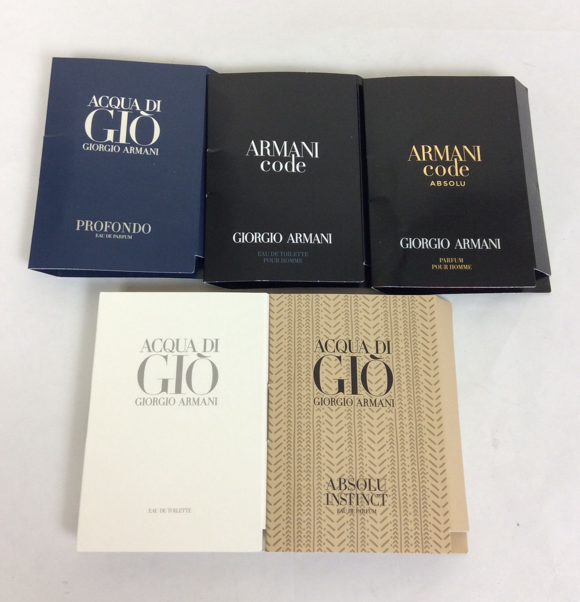 Giorgio Armani 5 Armani Fragrance Samples Acqua Di Gio Profundo Code ...