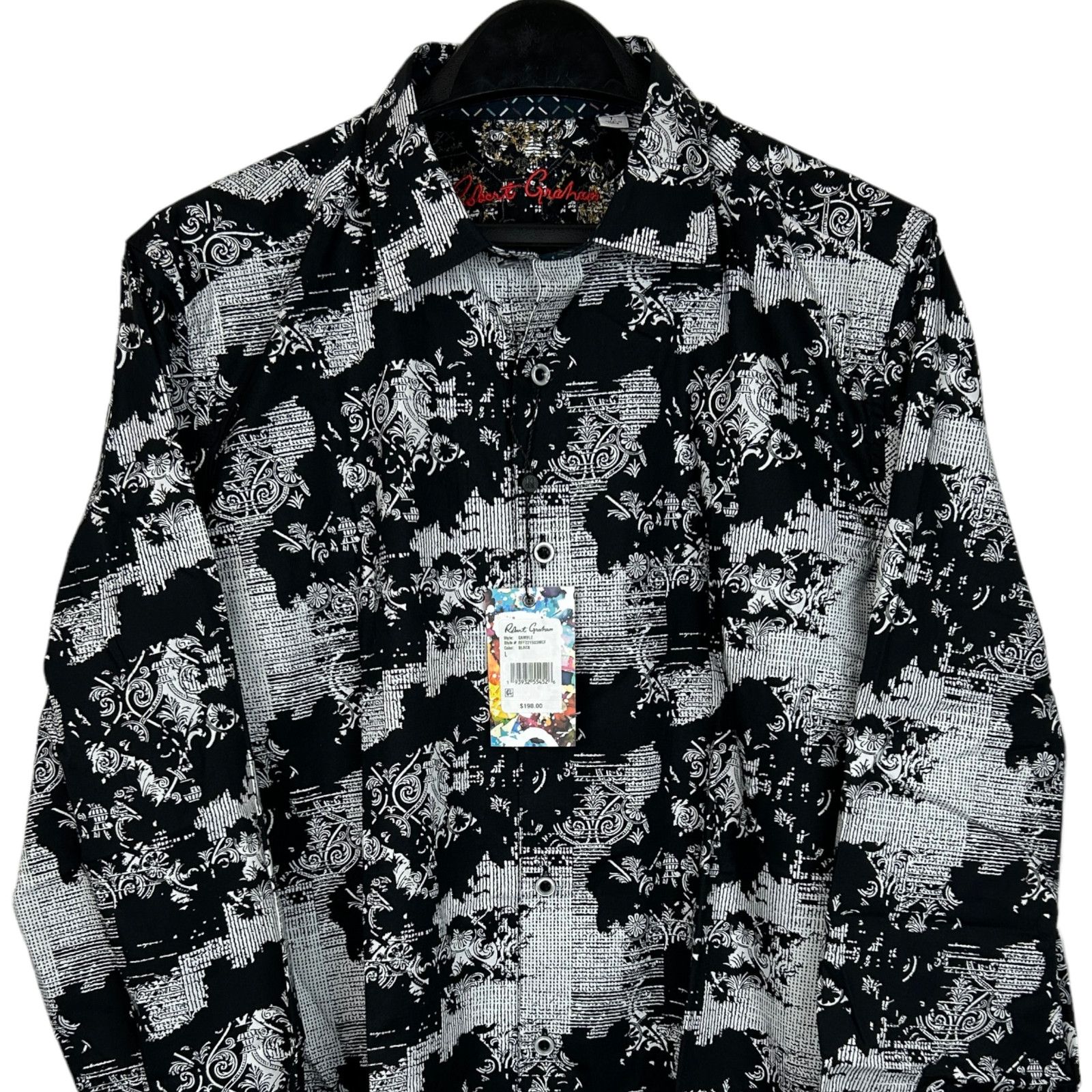 Robert Graham NEW Robert Graham GAMBLE Large Flip Cuff Abstract Black ...