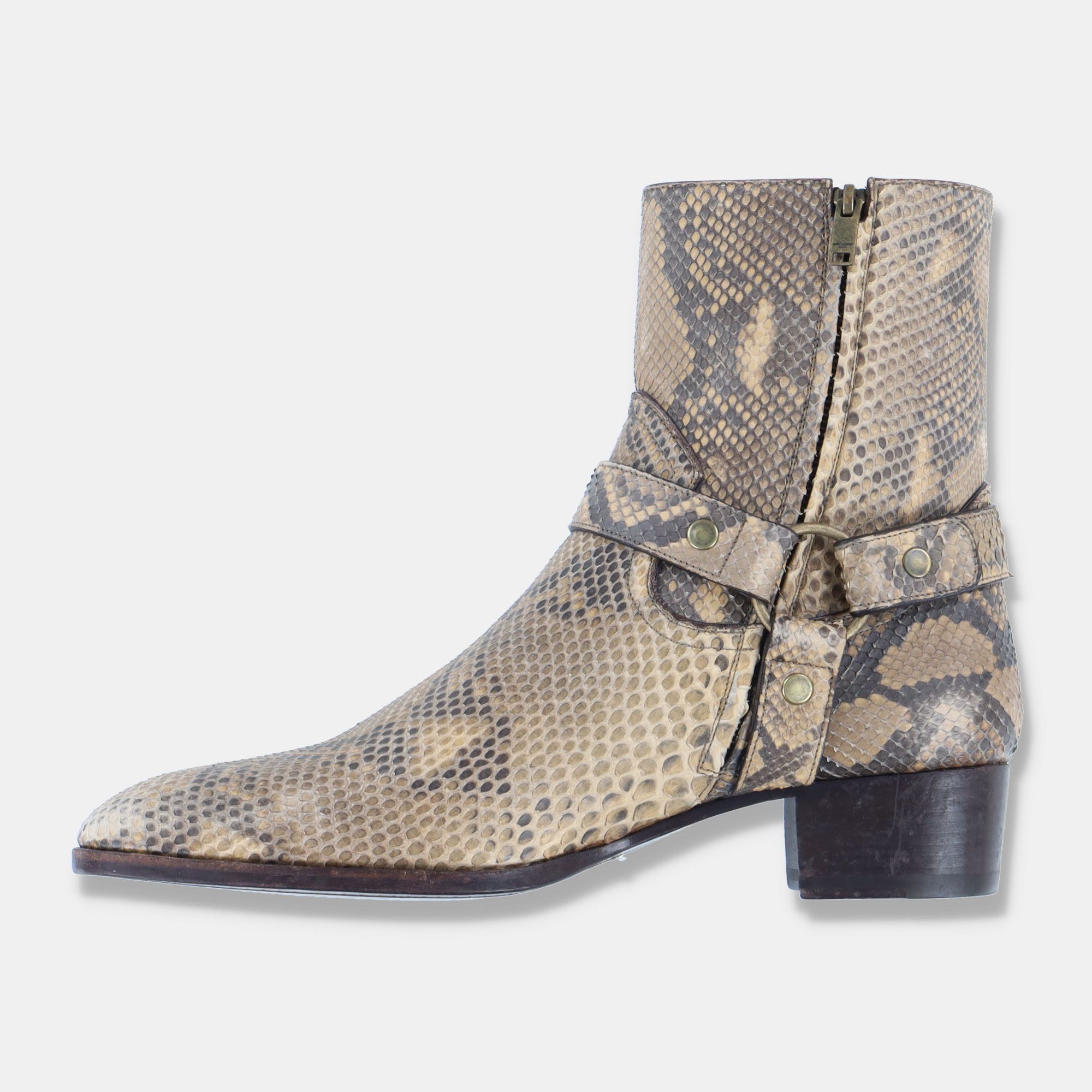 Saint Laurent Paris Natural Python Wyatt Harness 40 Boots | Grailed