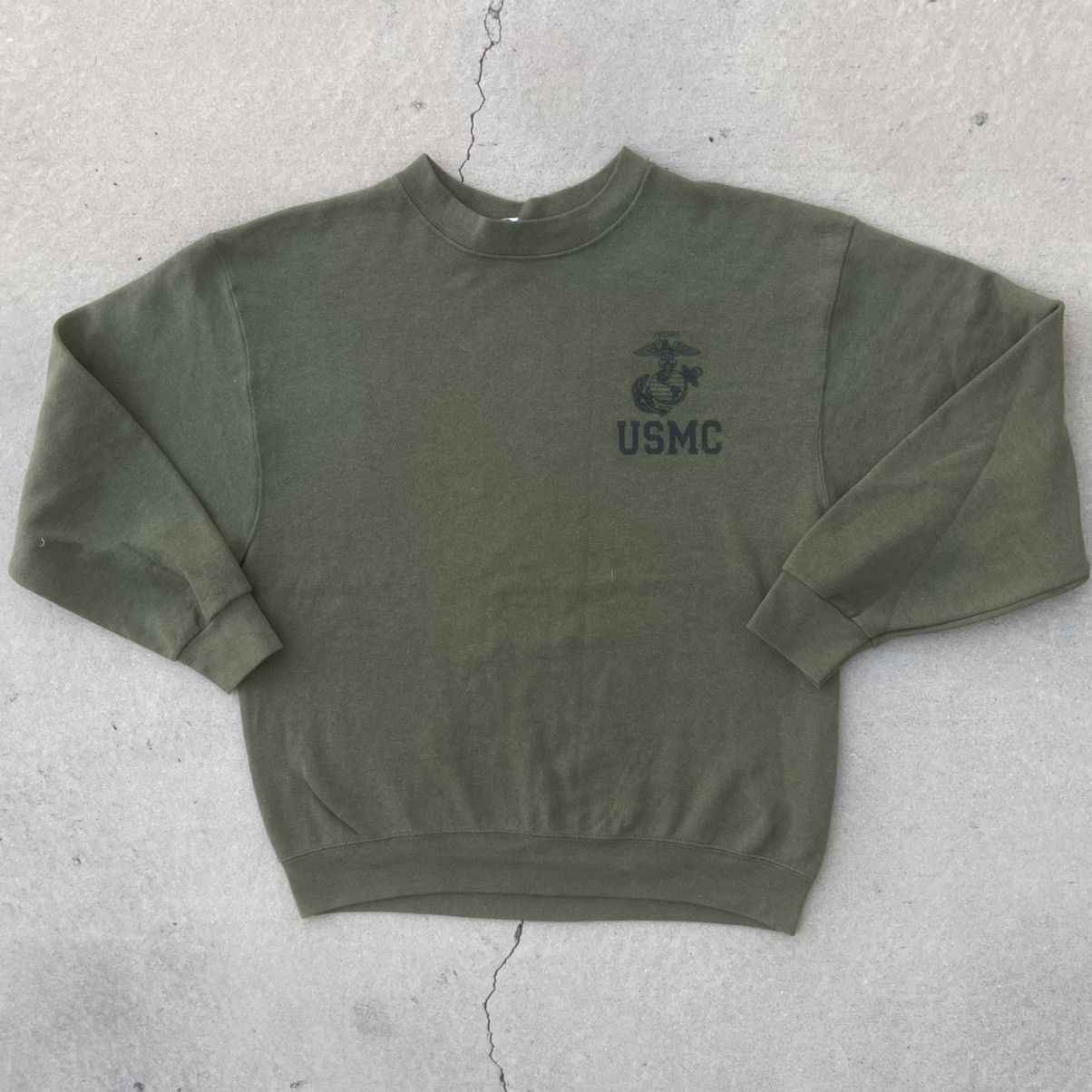 Vintage Vintage 90s Faded Olive Green USMC Crewneck Sweater L | Grailed