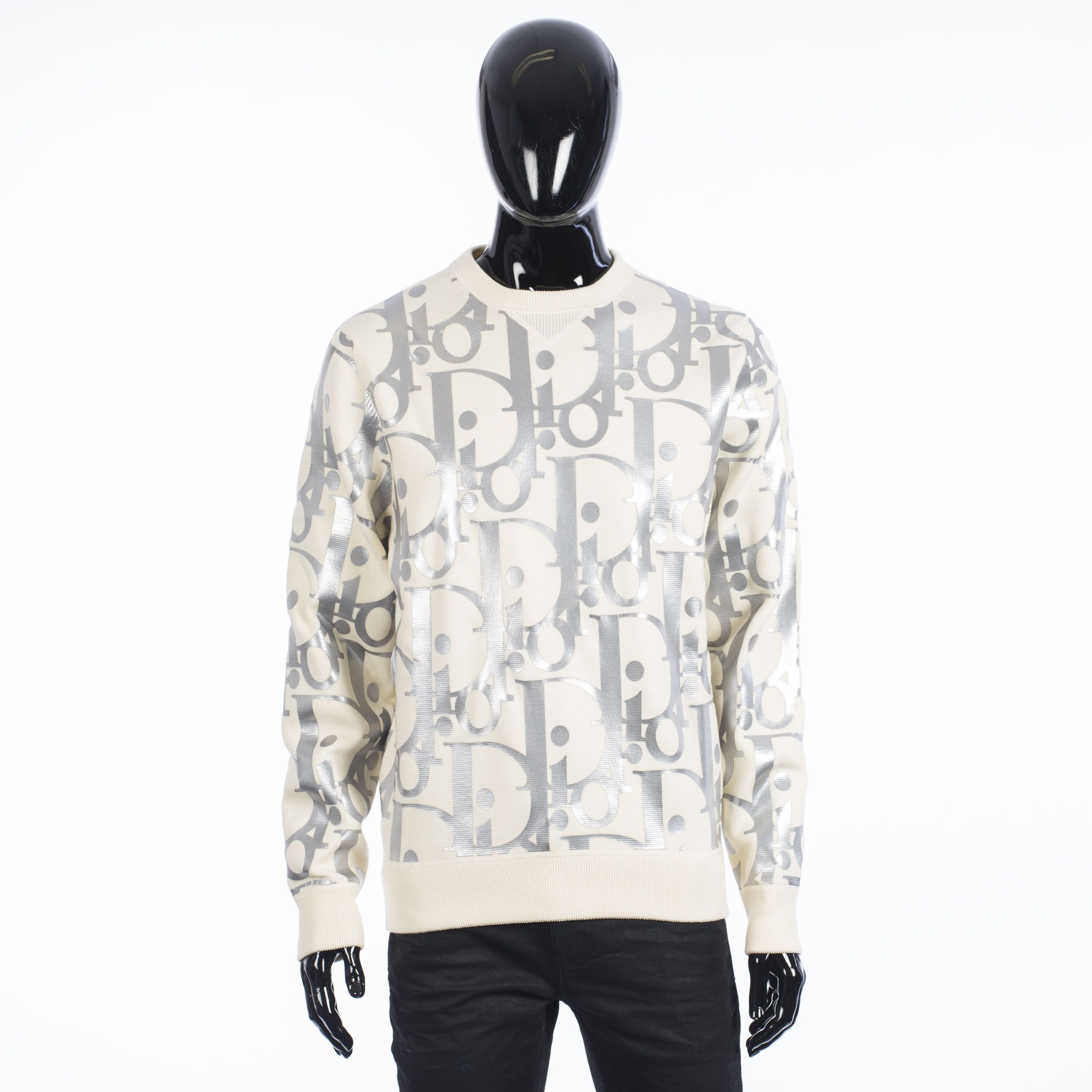 Dior NEW SS21 Reflective Oblique Sweater In White Virgin Wool | Grailed
