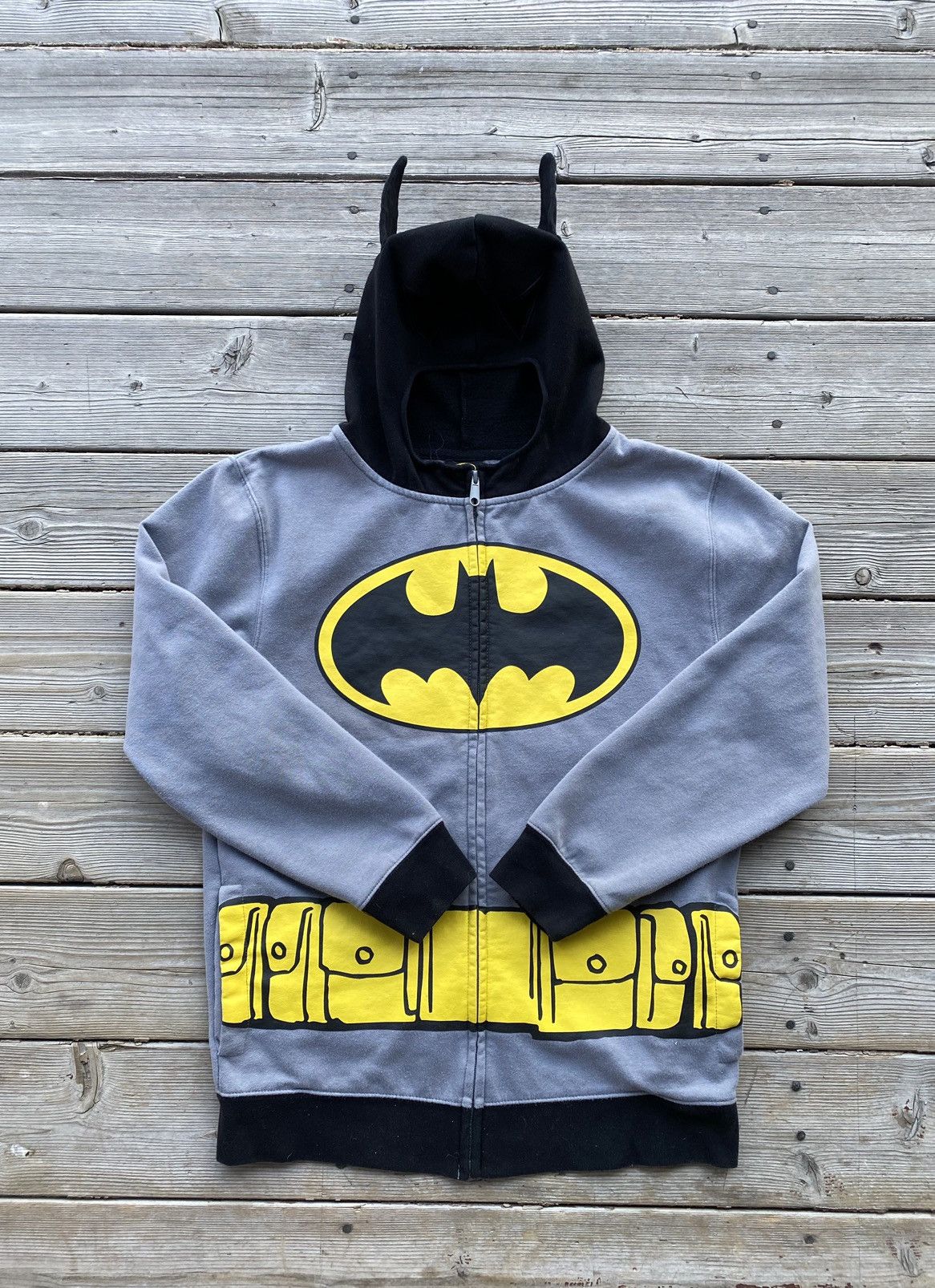 DC Comics × Streetwear Y2K Batman Zip Up Mask Belt Hoodie Costume ...