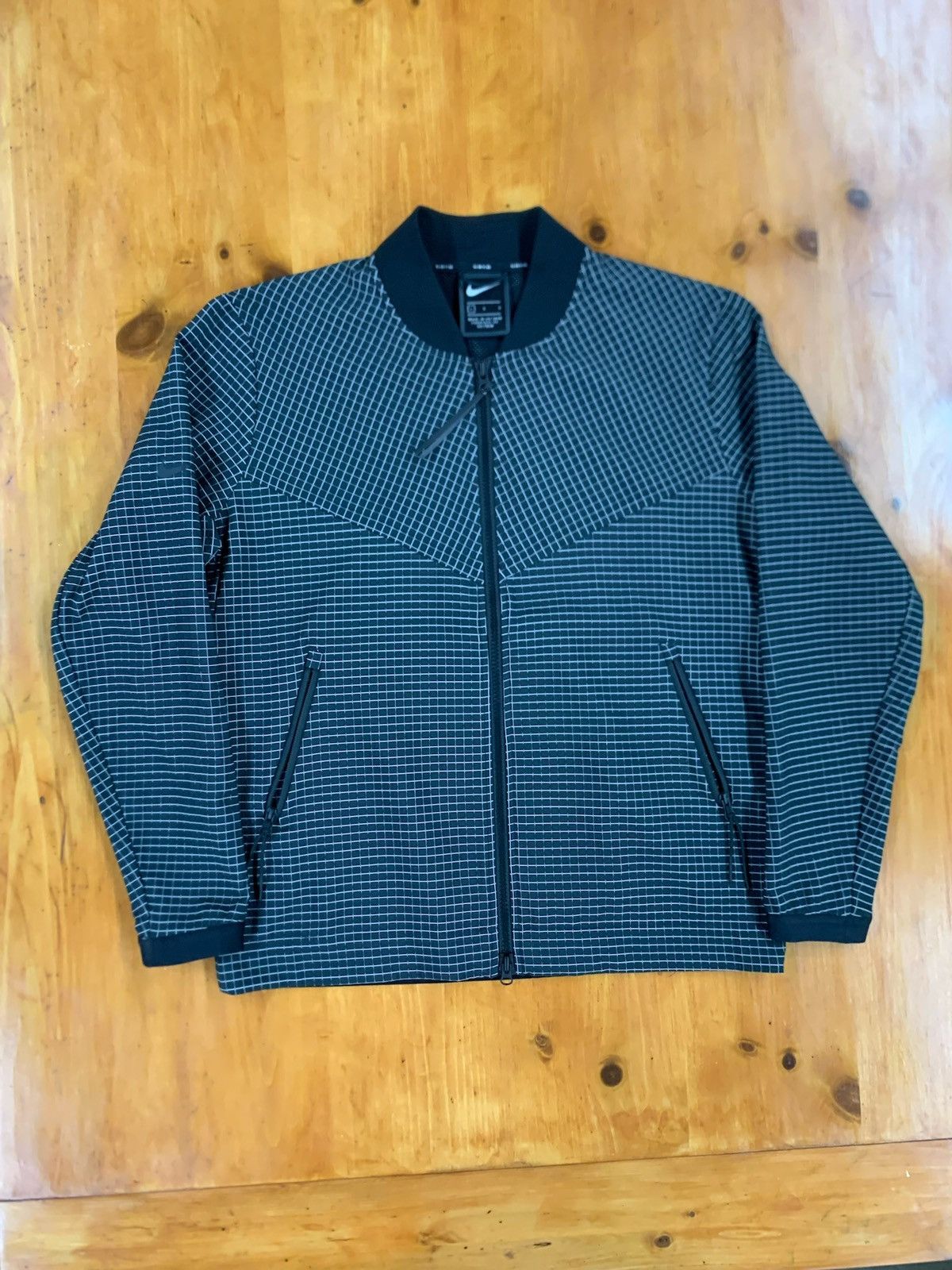 Nike × Vintage Nike Black Grid Bomber Jacket | Grailed