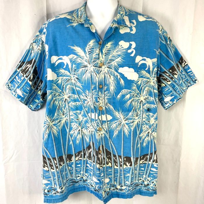 Ocean Pacific Palms Beach Panorama L Hawaiian Shirt Large Mens Ocean ...