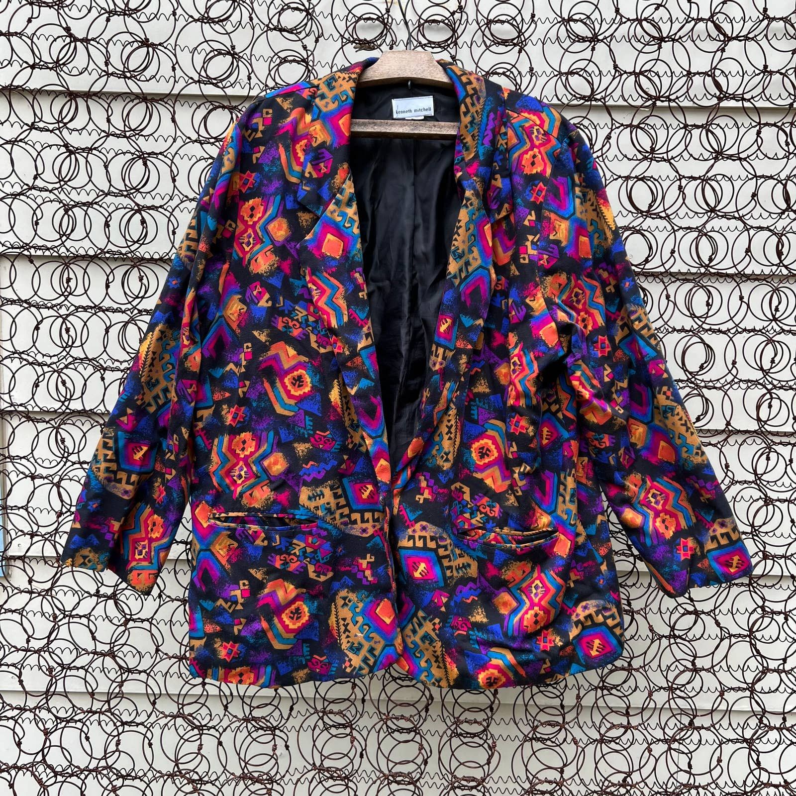 Vintage 90s Aztec Southwestern print bold boxy oversize blazer | Grailed
