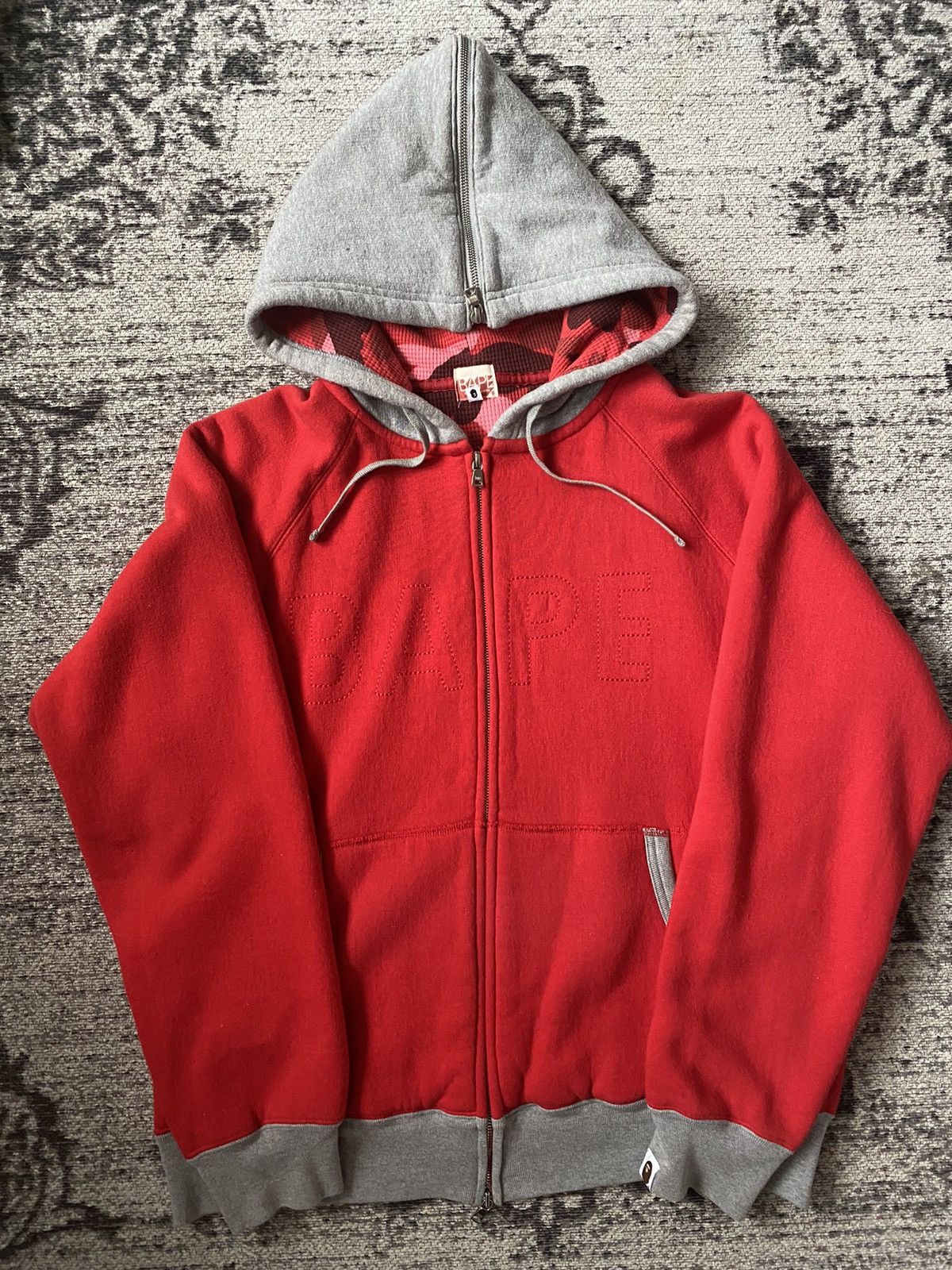 Bape Bape “hood zip up” red Bape zip up hoodie | Grailed