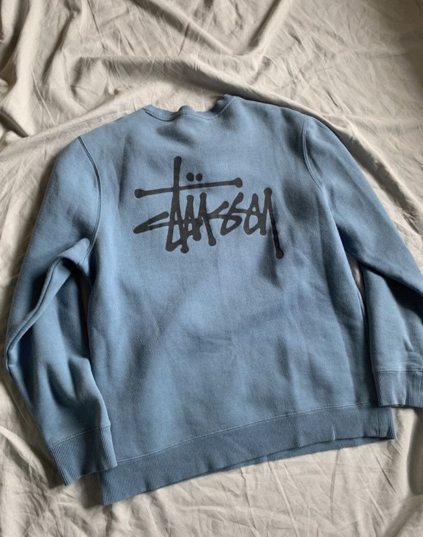 Streetwear × Stussy Stussy crewneck central logo blue skate streetwear ...