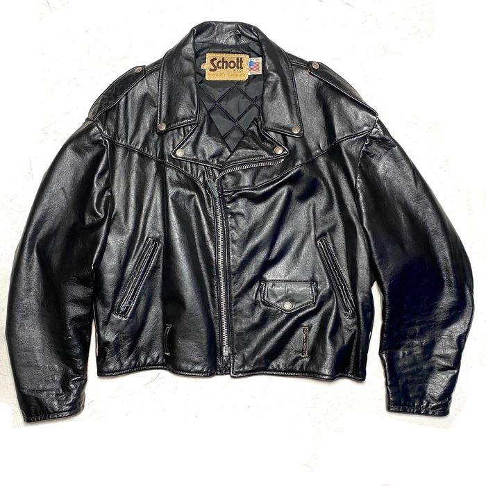 Vintage Schott Bros NYC black leather chiodo biker jacket, very good ...