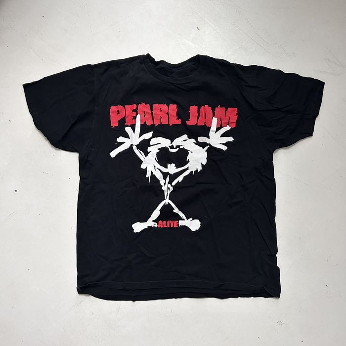 Vintage Vintage Pearl Jam Alive Shirt Black 90s Tour Stick Man | Grailed