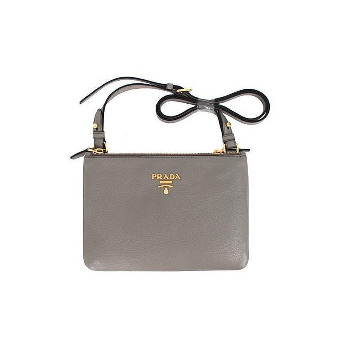 Prada Prada Gray Vitello Phenix Bandoliera Leather Crossbody Handbag ...