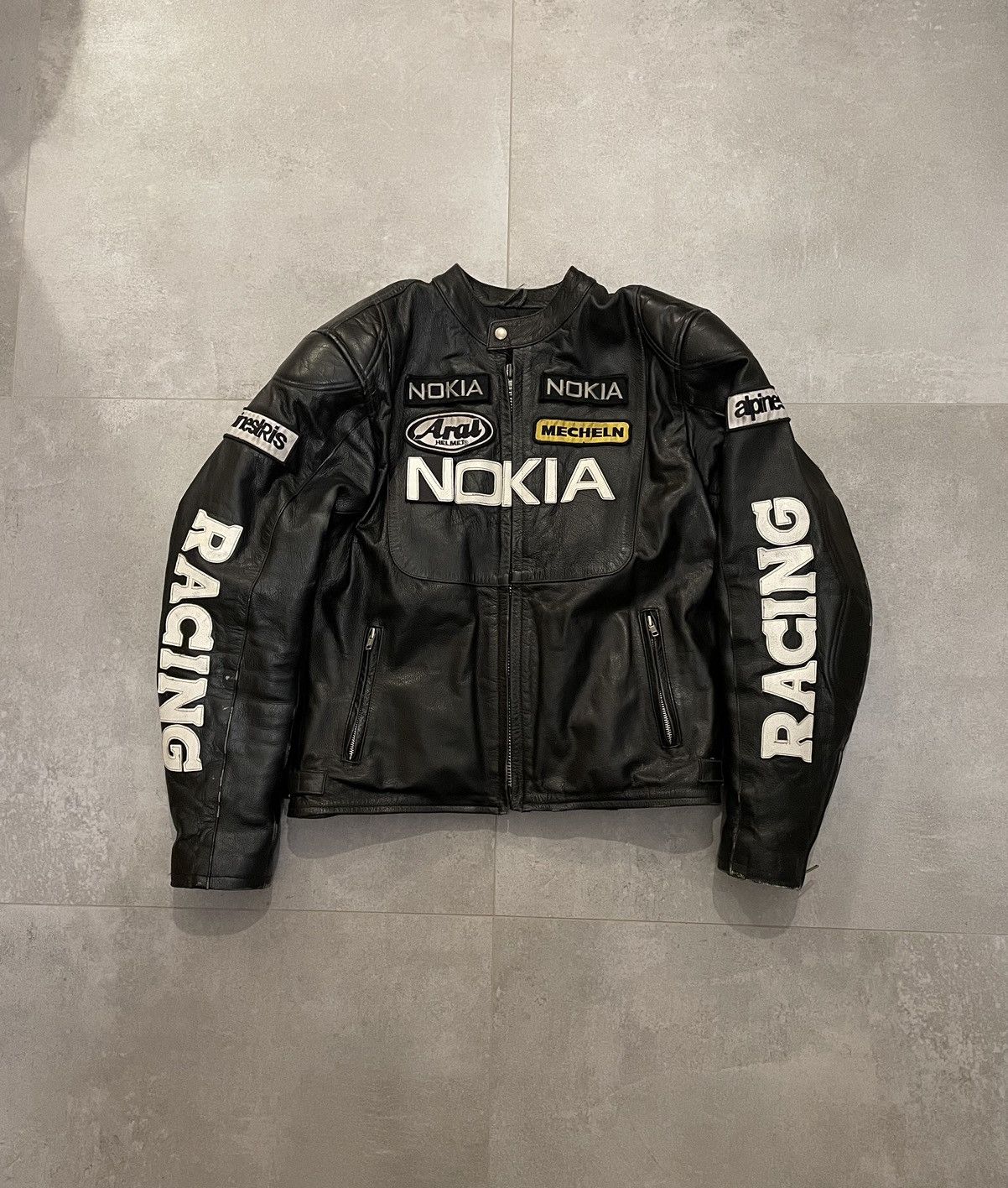 MOTO × Racing × Vintage Vintage Y2K Nokia Leather Moto Racing Jacket ...