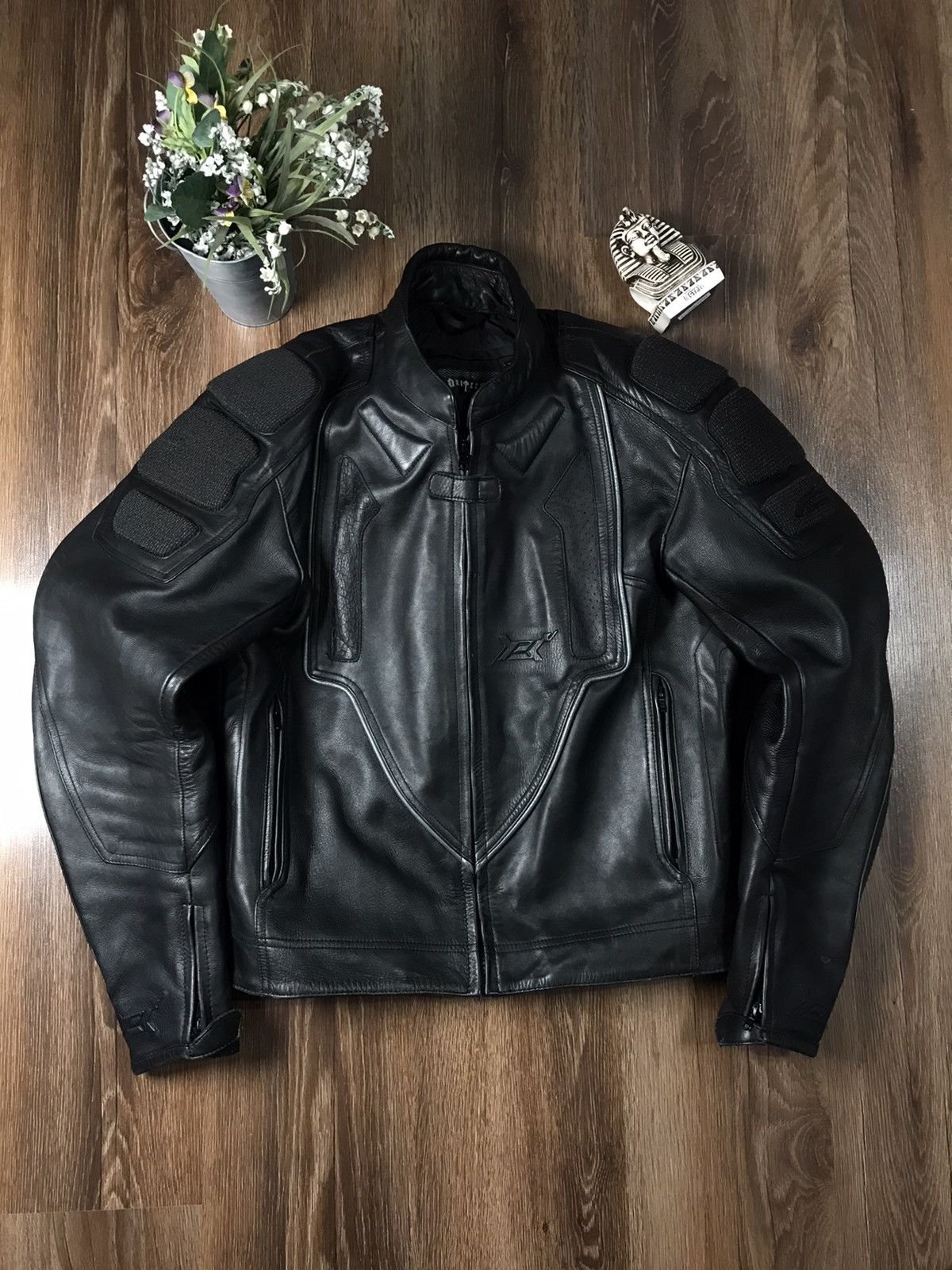 Genuine Leather × Leather Jacket Motorcycle Jacket Leather Tribal Blade ...