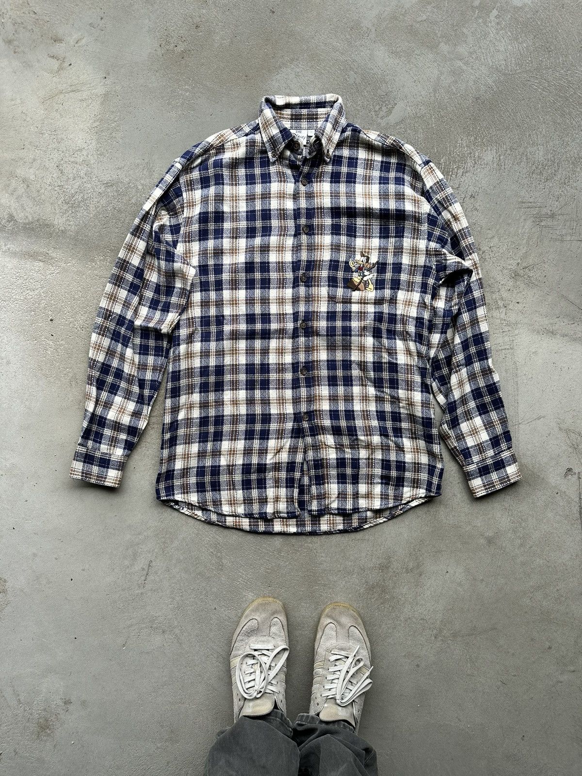 Disney × Made In Usa × Vintage 90s Disney Donald Duck Flannel Shirt ...