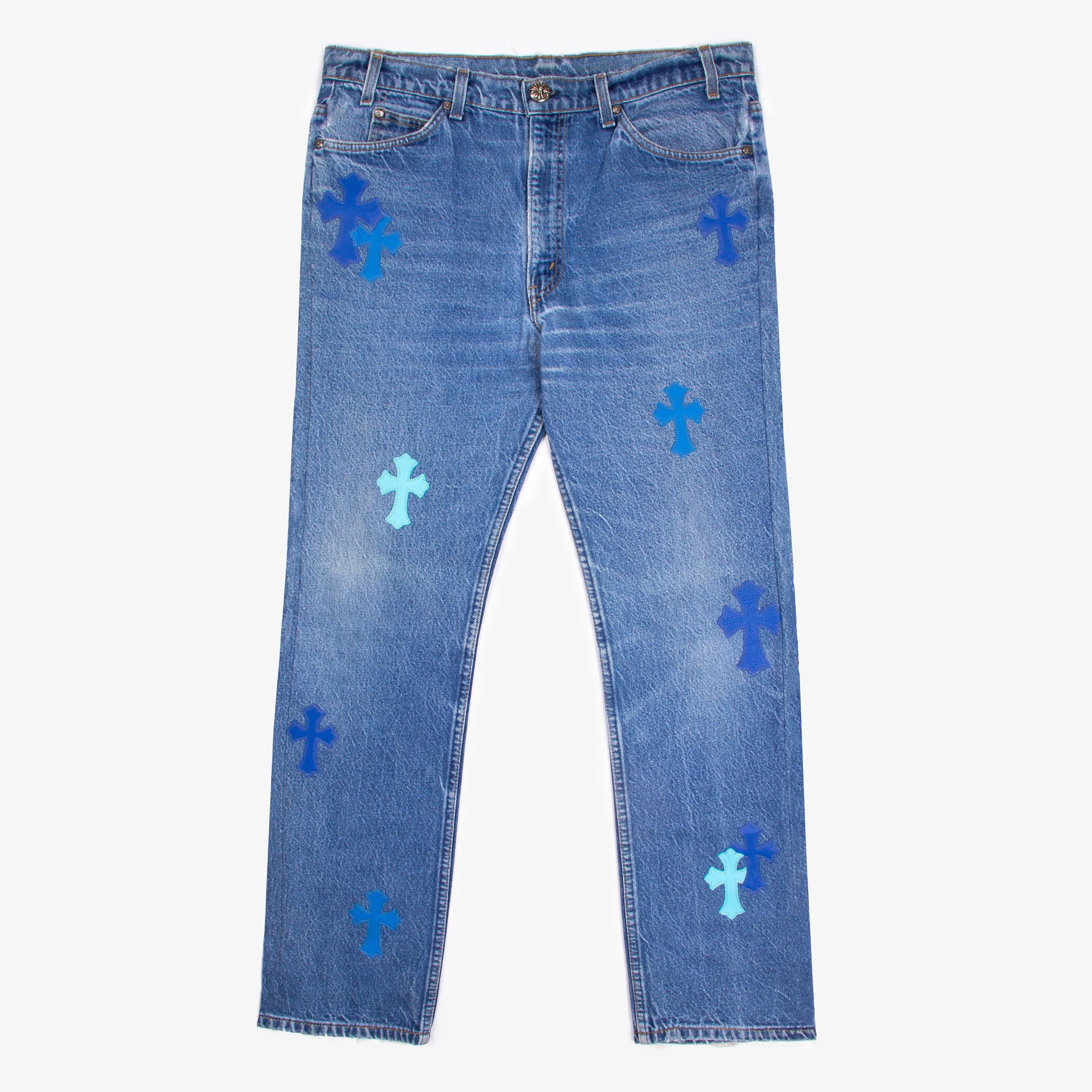 Chrome Hearts CHROME HEARTS MIAMI EXCLUSIVE BLUE CROSS PATCH DENIM ...