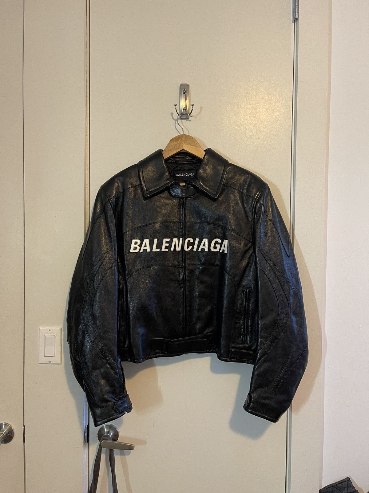 Balenciaga Balenciaga AW19 buffalo leather racer motorcycle jacket ...