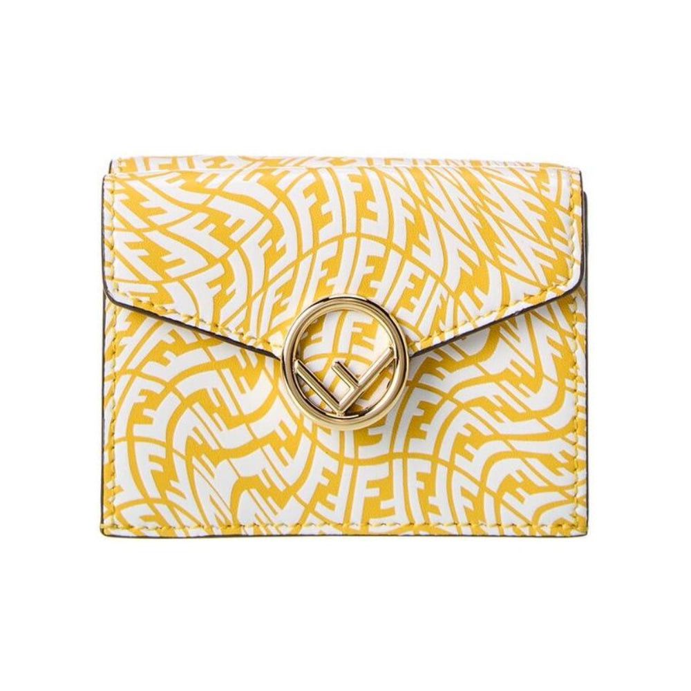 Fendi NWT Fendi F is Fendi Yellow Leather Vertigo Print Small Trifold ...