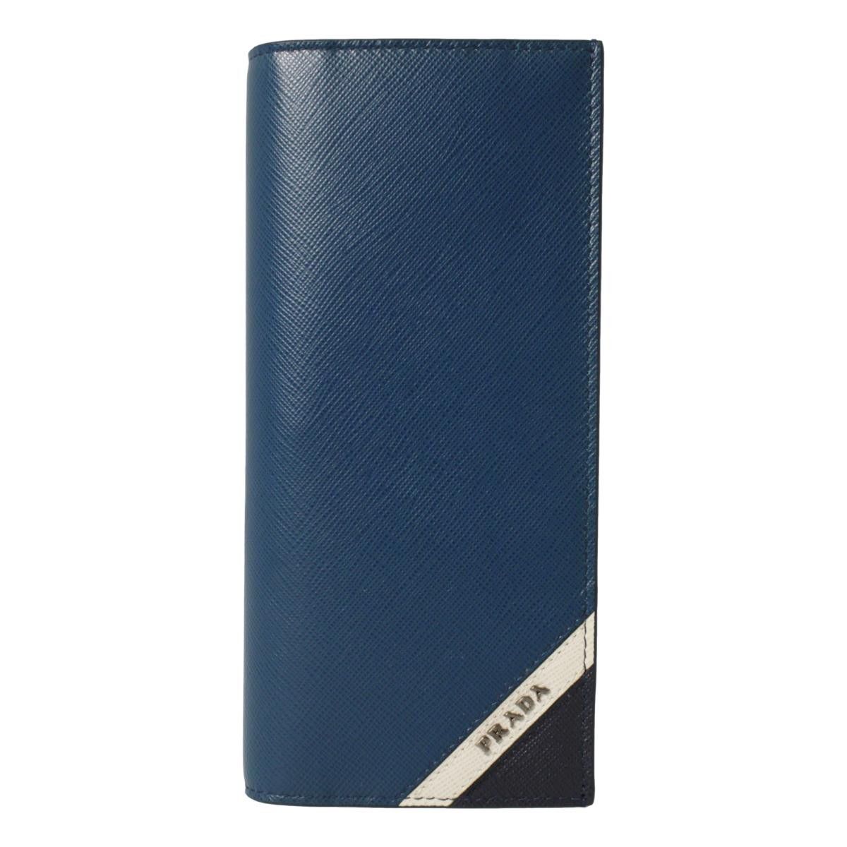 Prada Prada Oceano Blue Saffiano Leather Stripe Vertical Wallet | Grailed