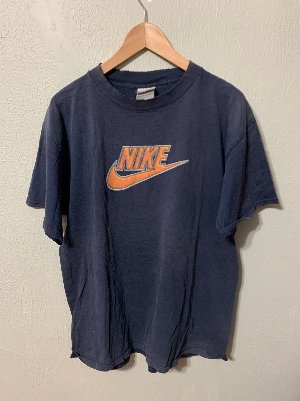 Nike × Vintage Vintage Nike Distressed Spray Paint Logo Tee | Grailed