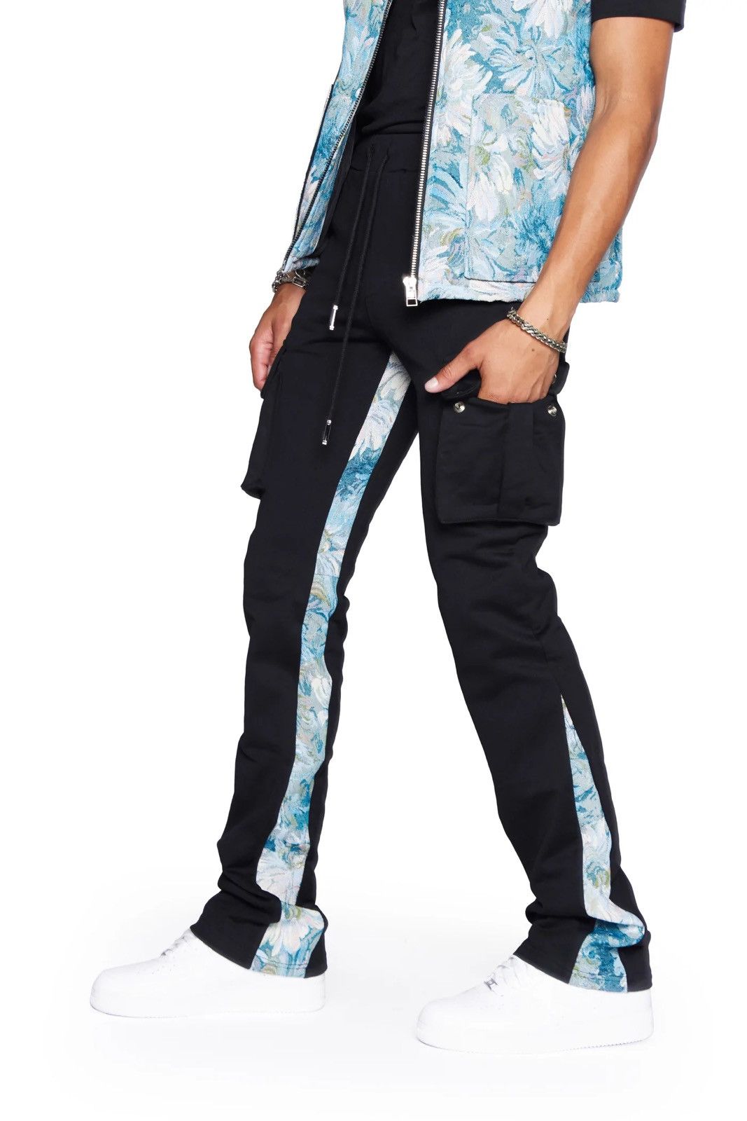 Valabasas Black with Blue Embroidery Flare Sweats | Grailed