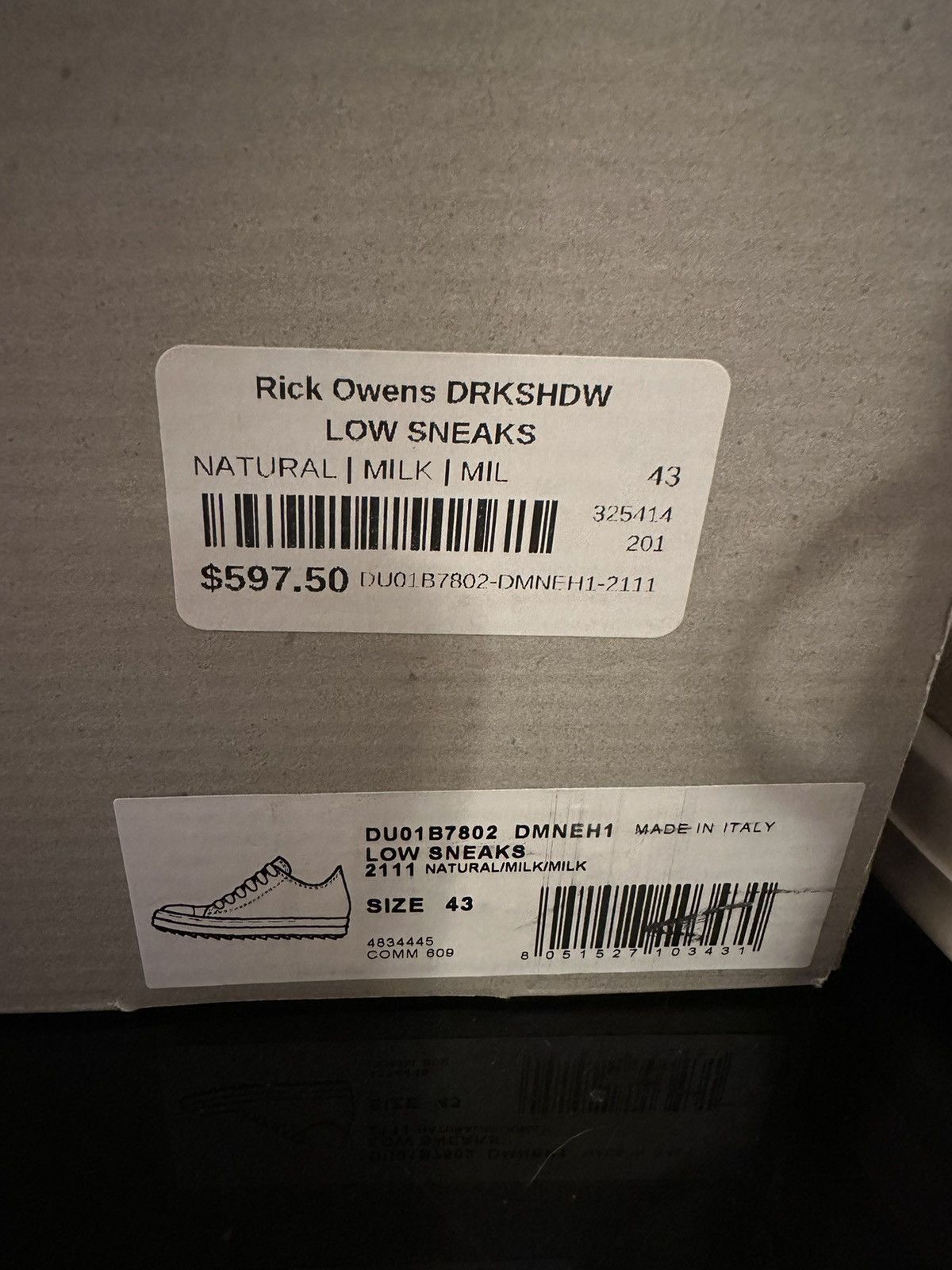 Rick Owens × Rick Owens Drkshdw Rick Owens Low-Top Ramones | Grailed