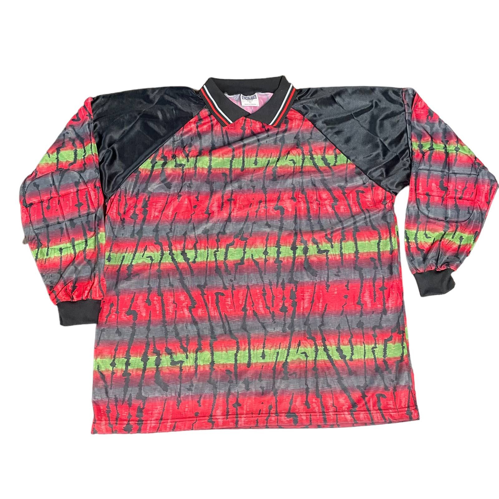 Vintage Vintage 90s Red Green Stripe Colorblock Soccer Jersey Mens ...
