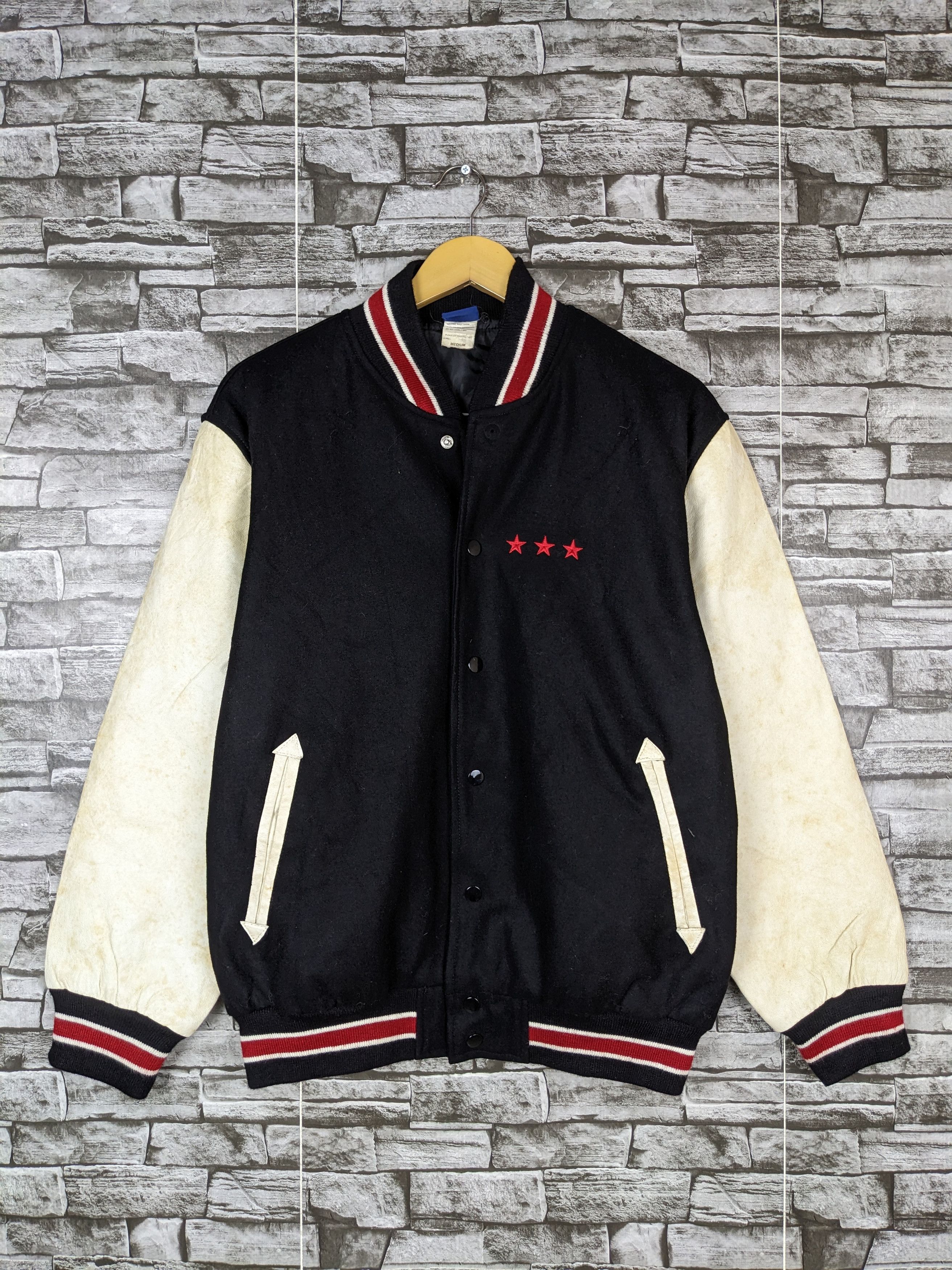 Hang Ten Vintage Hang Ten Varsity Jacket Snap Button Leather Wool | Grailed