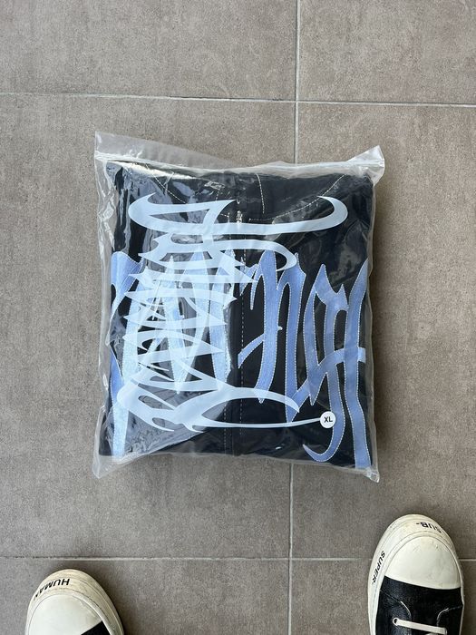 Revenge Revenge Blue-Black Contrast Embroidered Zip Hoodie | Grailed