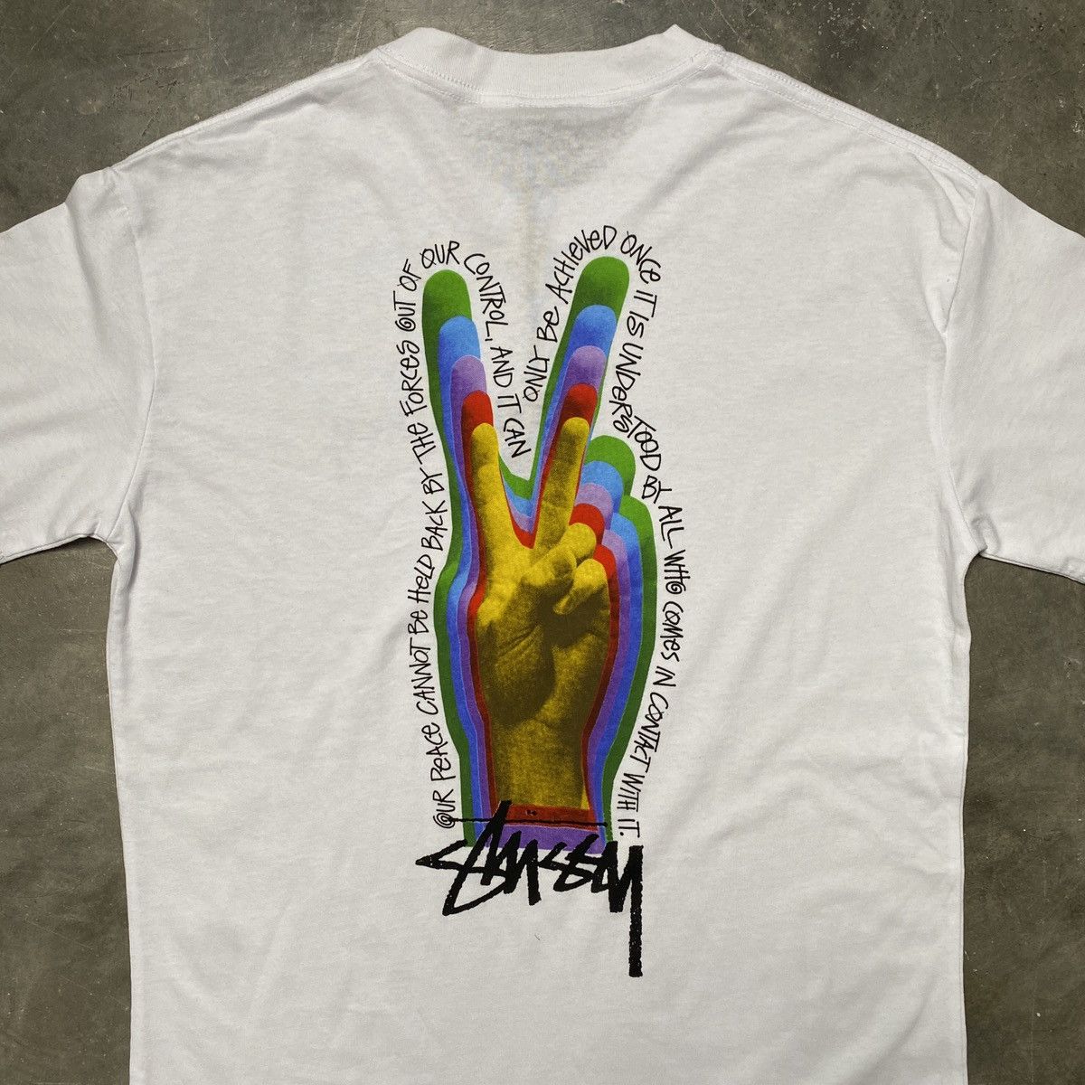 Stussy STUSSY PEACE SIGN SS TEE WHITE | Grailed