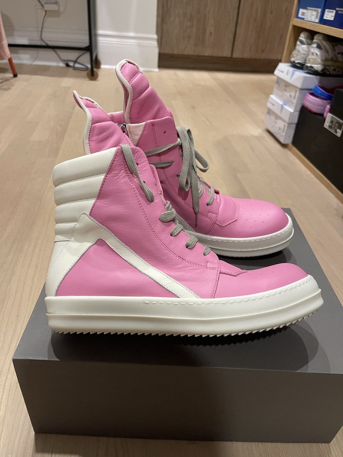 Rick Owens Rick Owens Pink Leather Geobaskets RARE | Grailed