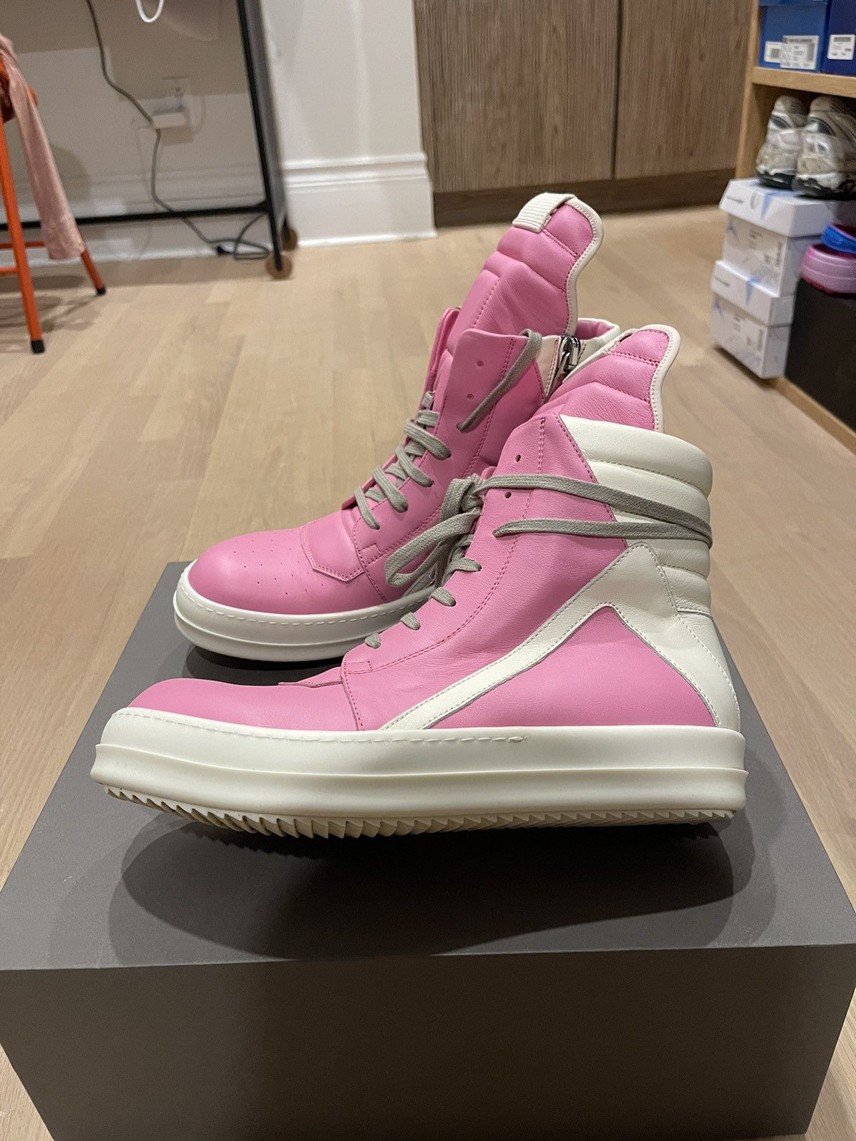 Rick Owens Rick Owens Pink Leather Geobaskets RARE | Grailed