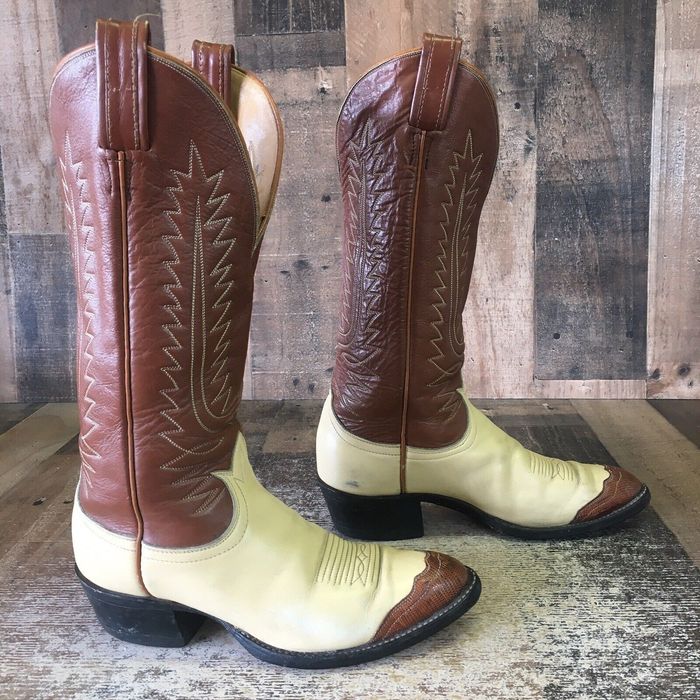 Tony Lama Tony Lama 6214 Vtg Gold Label Wingtip Cowboy Boots Mens 7.5 ...