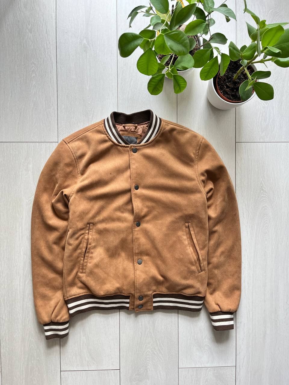 American College × Bomber Jacket × Streetwear Brown Bomber Jacket ...