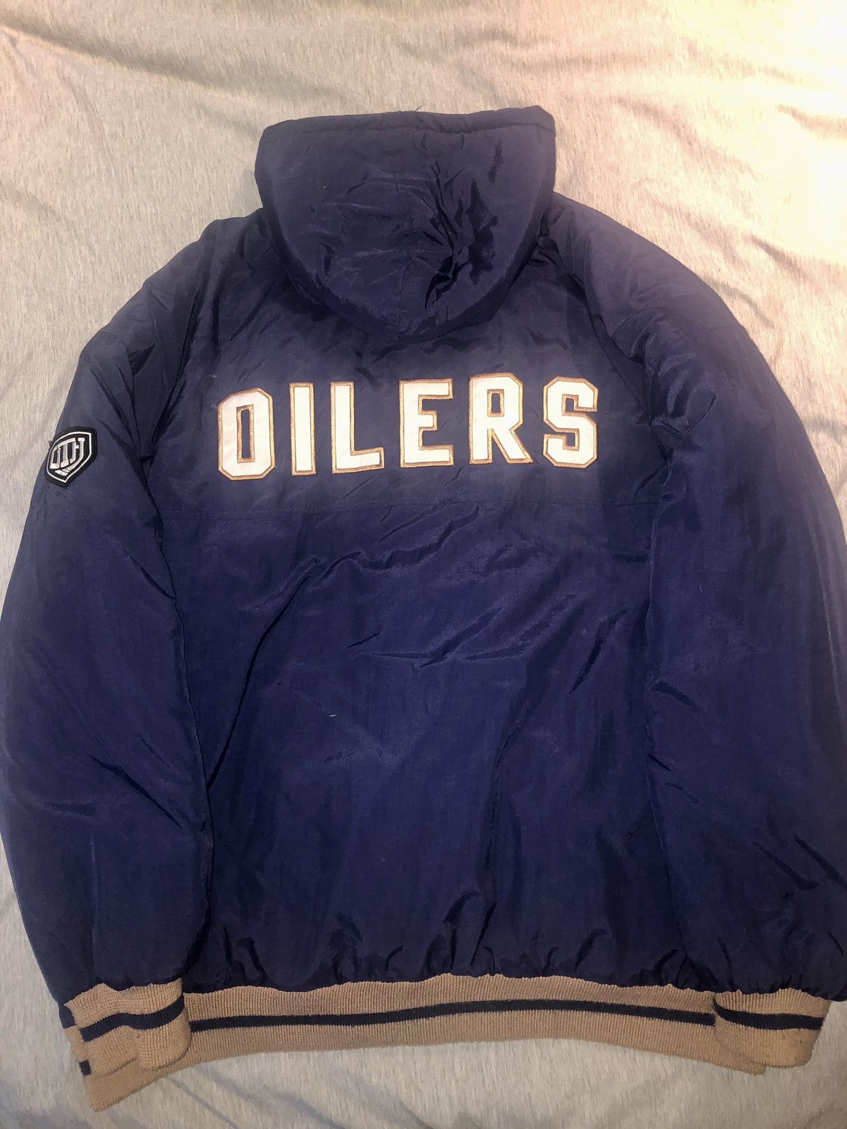 NHL Edmonton oilers old time hockey bomber hooded winter jacket | Grailed