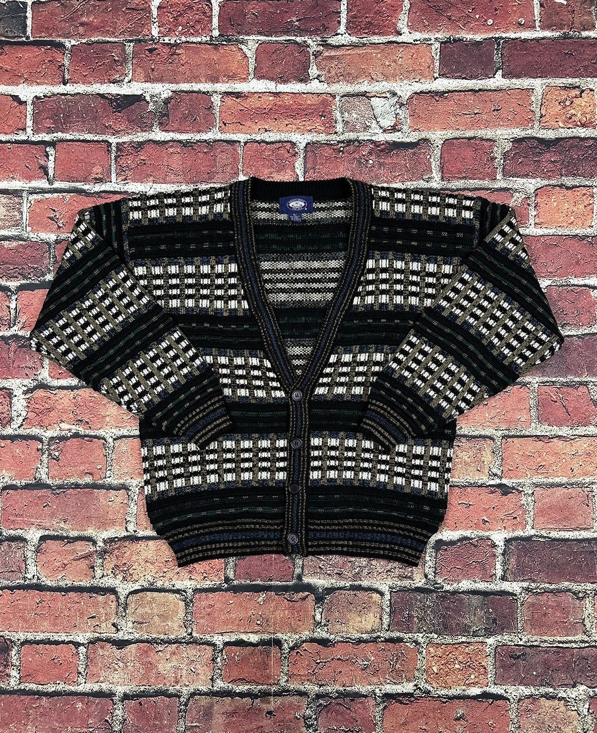Cardigan × Vintage Vintage Knights Bridge Geometric Textured Cardigan ...
