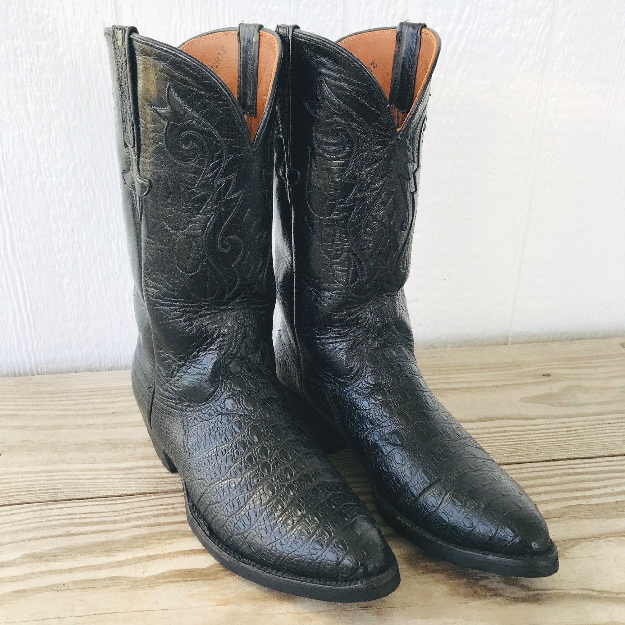 Lucchese VTG Rare Lucchese Hornback Lizard Cowboy Western Boots 8 D ...