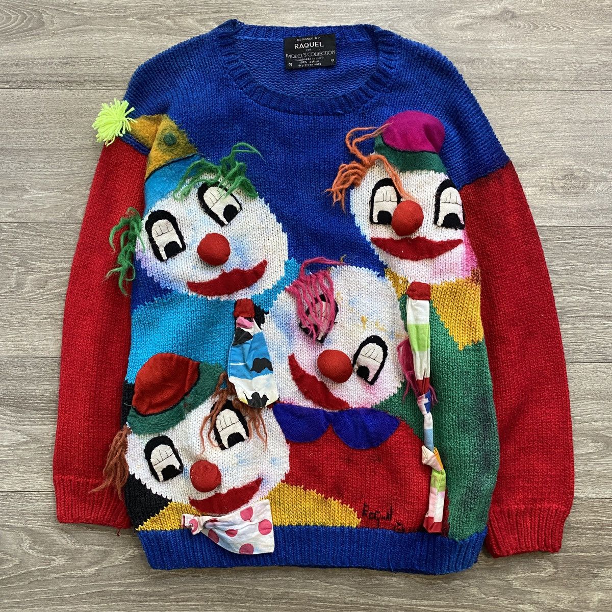 Vintage Vintage 90s Raquel Clown 3D Knit Abstract Art Sweater | Grailed