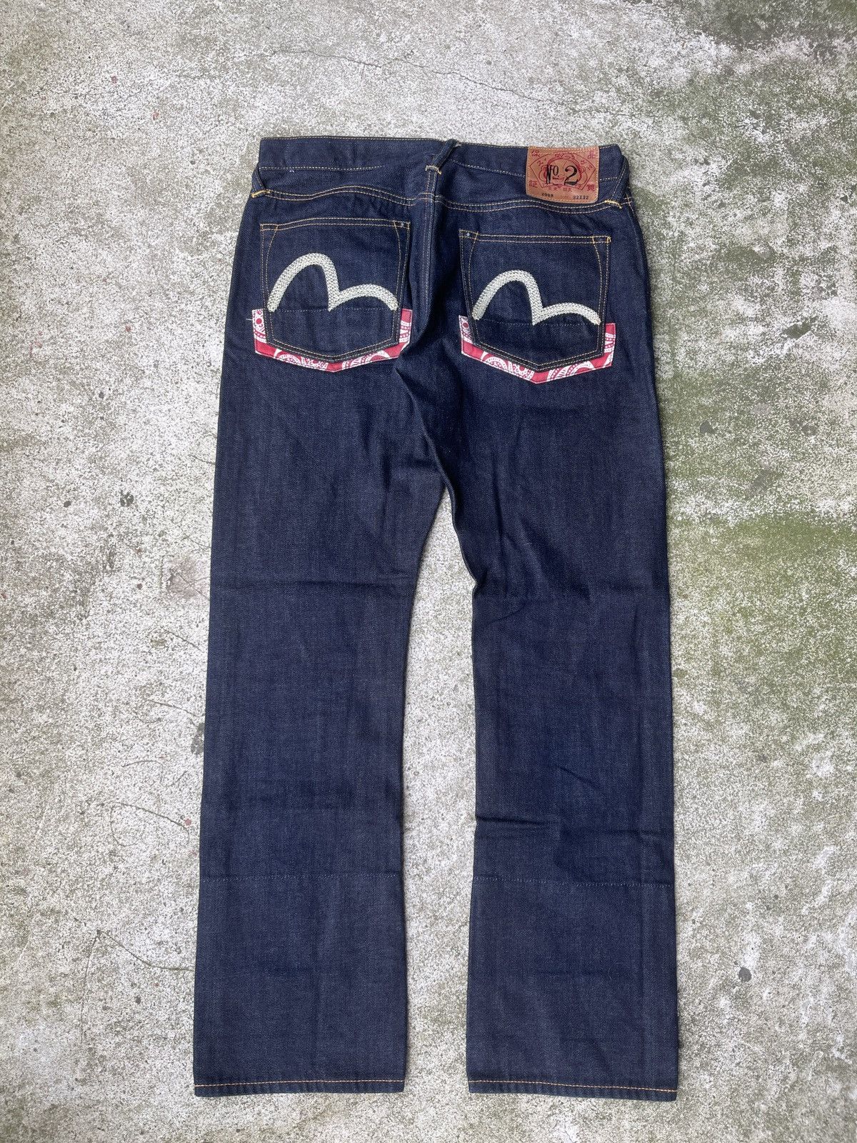 Evisu × Streetwear × Vintage EVISU LOT 2008 SELVEDGE DARK WASH BANDANA DENIM JEANS 32x32 | Grailed